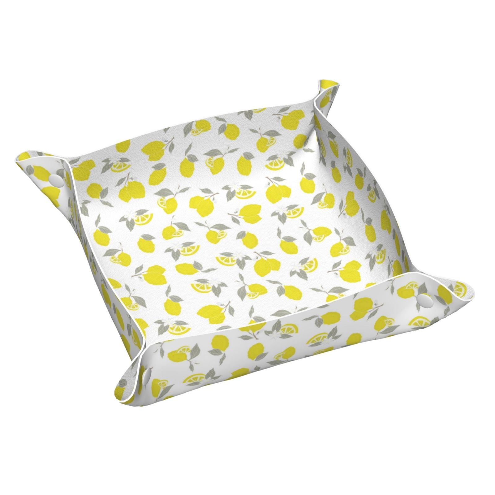 Valet Tray, yellow lemon leaves Faux Leather Desk Tray Vanity Tray ...