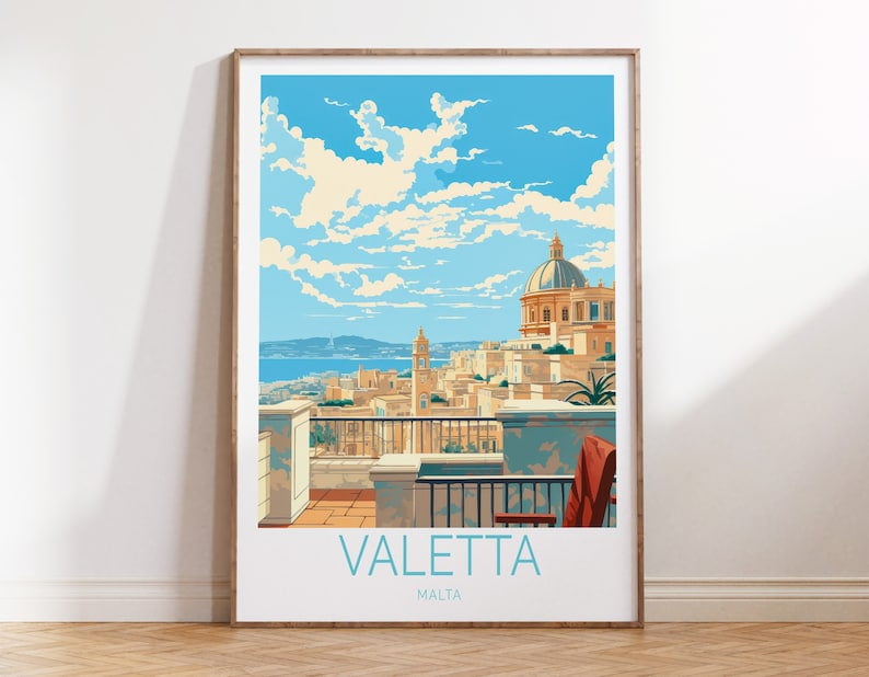 Valetta Malta Travel Poster – Malta Wall Art, Visit Malta Gift ...