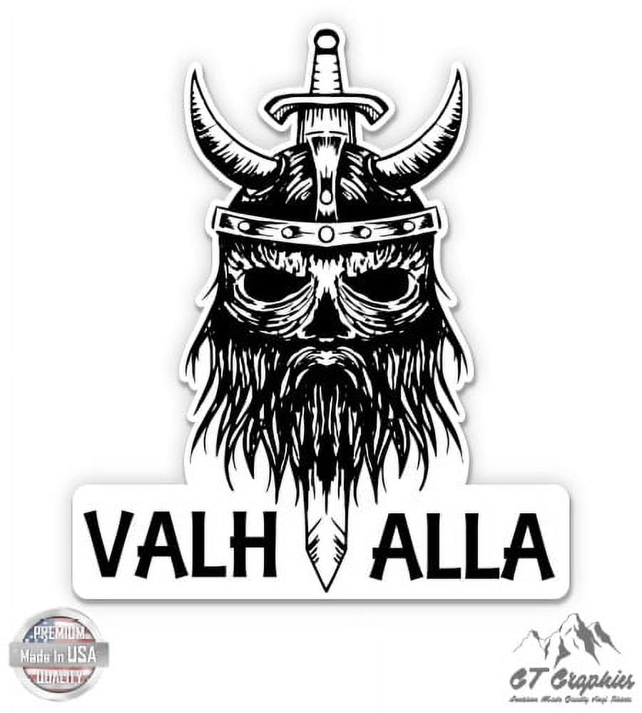 Valhalla Viking Head - 5" Vinyl Sticker - For Car Laptop I-Pad ...