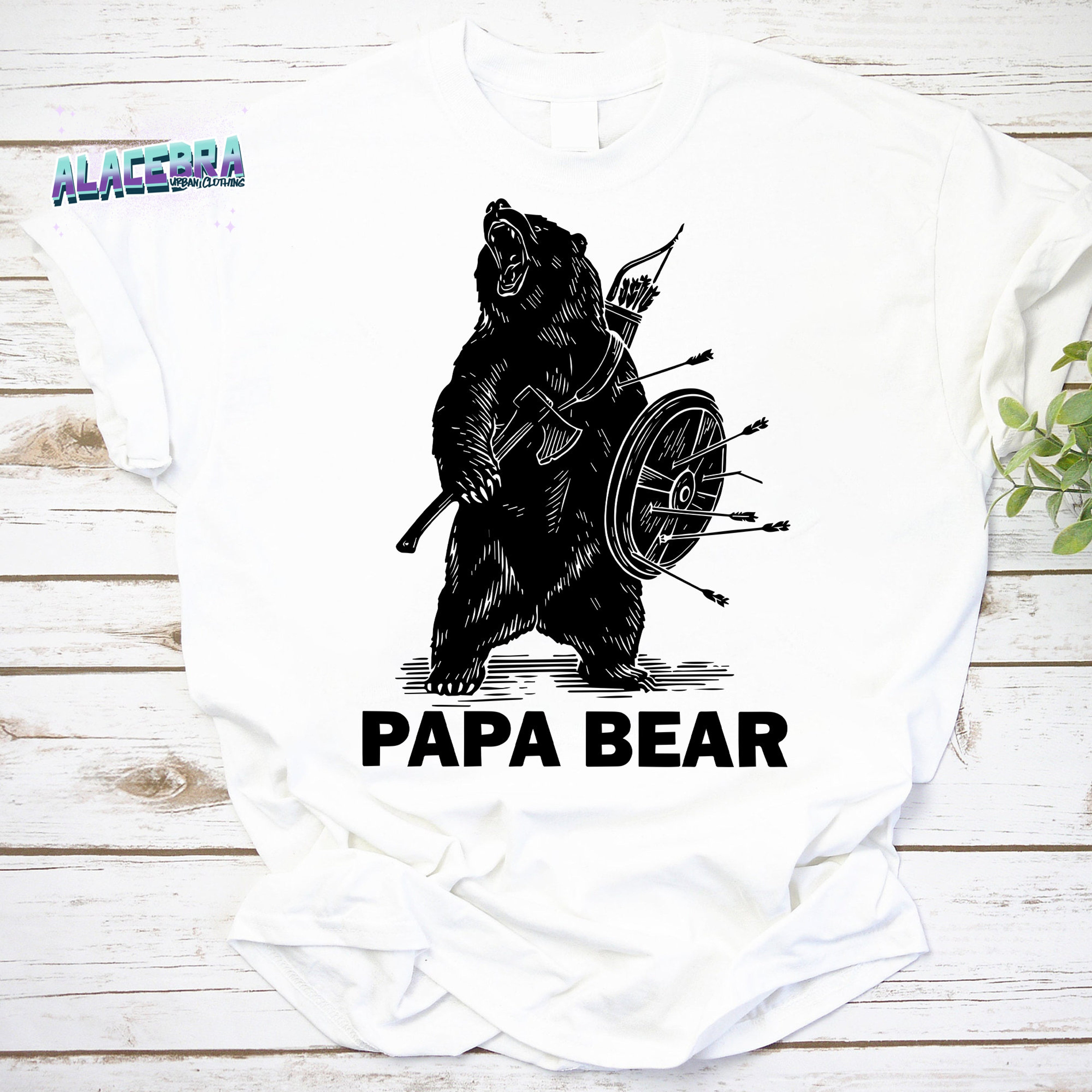 Valhalla Viking Papa Bear Lover Animal Dark Heather Vintage T-Shirt ...