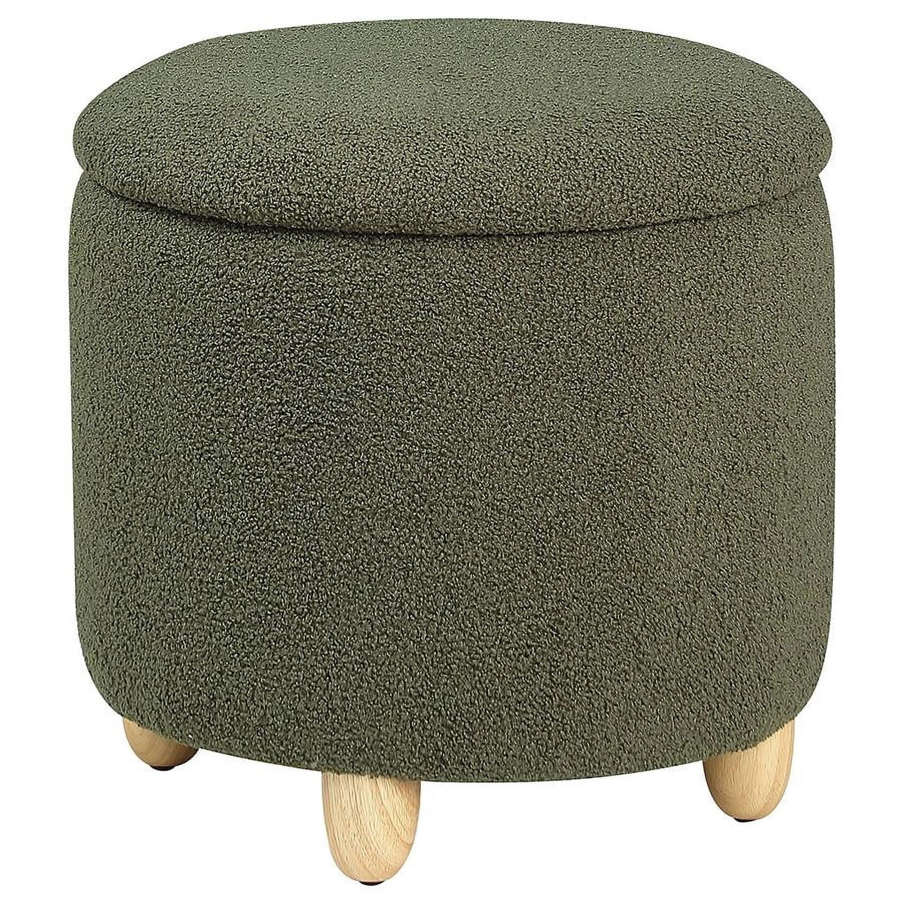 Valia Faux Sheepskin Upholstered Round Storage Ottoman Ivory - Walmart.com