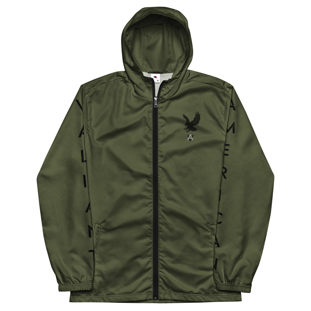 Valiant American TRACK STAR Men’s Military Green Windbreaker (L ...