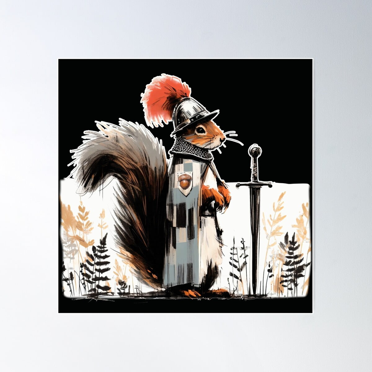 Valiant Squirrel Knight In Shining Armor Poster Wall Art, Modern Wall ...