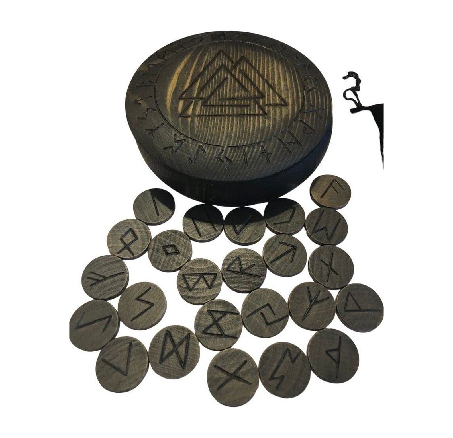 Valknut Rune Box Black Wood Runes Elder Futhark Rune Set Norse Viking ...