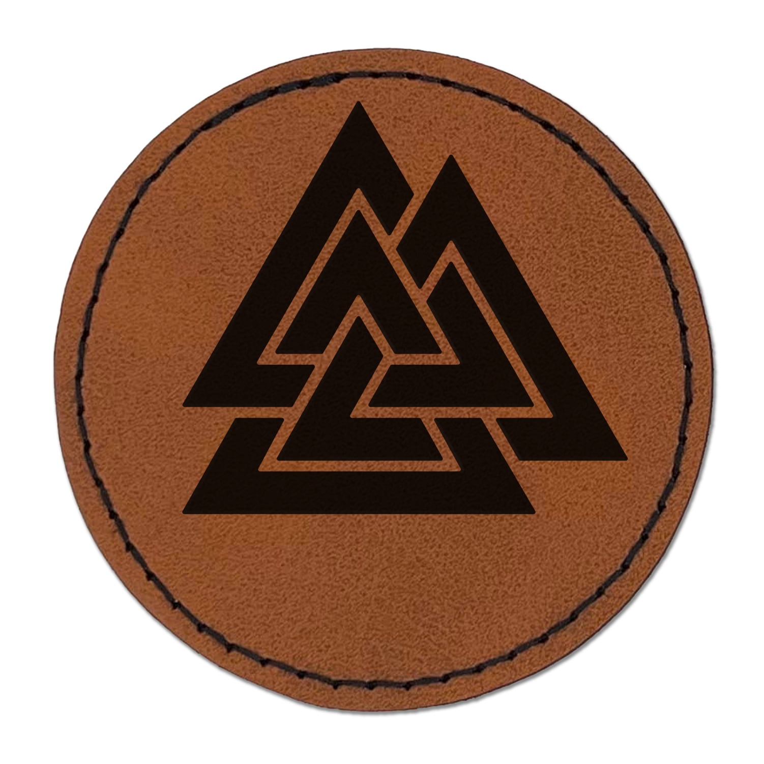 Valknut Symbol Viking 2.5" Faux Leather Round Engraved Iron-On Patch ...