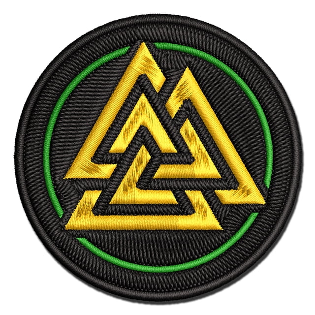 Valknut Symbol Viking Applique Multi-Color Embroidered Iron-On Patch ...