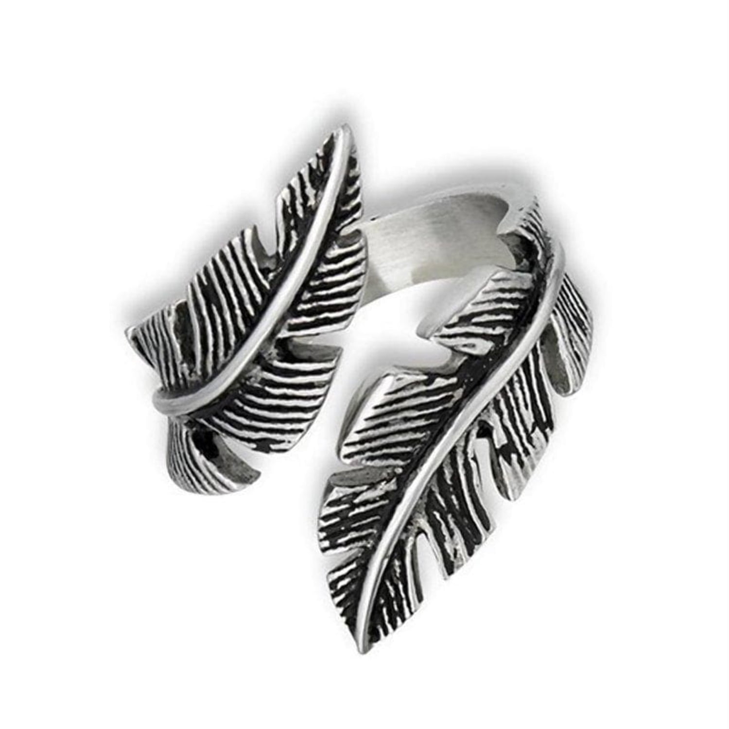 Valkyrie Feather Ring Womens Stainless Steel Open Adjustable Viking ...