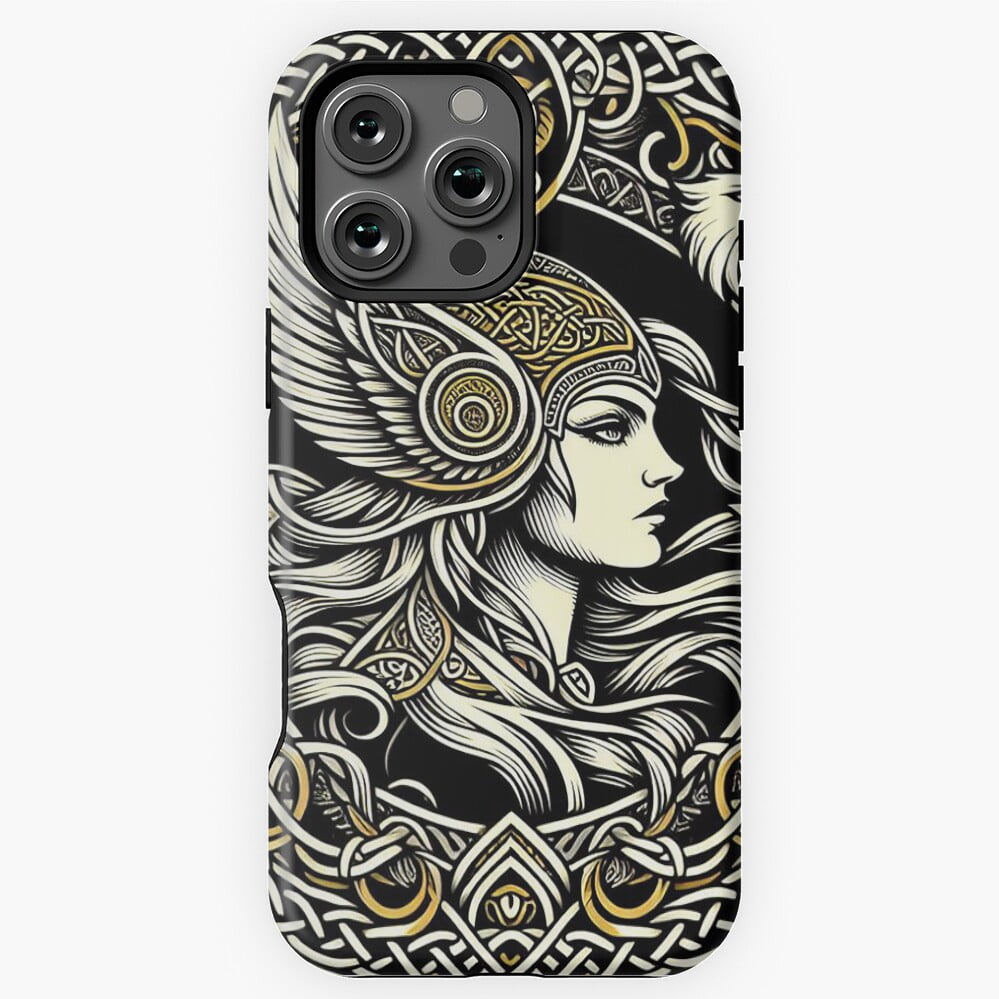 Valkyrie Scrollwork Norse Mythology Phone Case for iPhone 16 15 14 13 ...