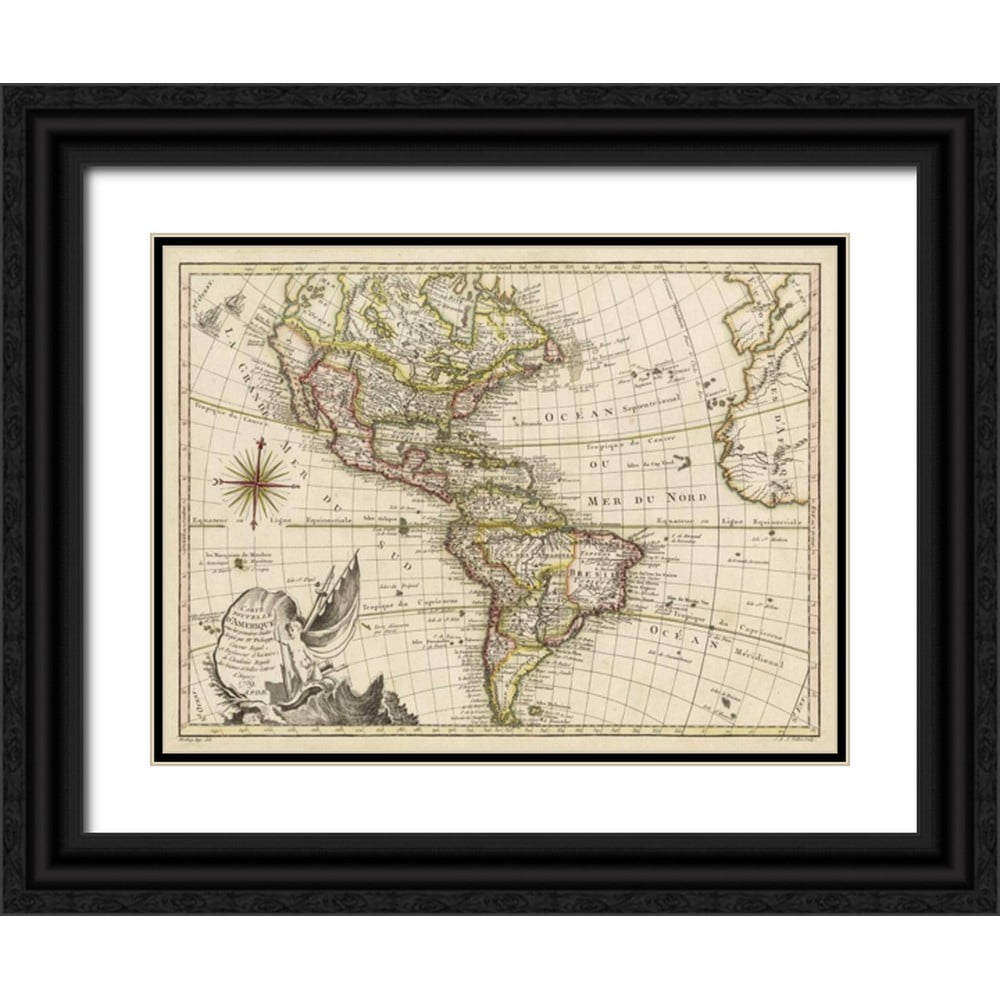 Vallet 32x25 Black Ornate Wood Framed with Double Matting Museum Art ...