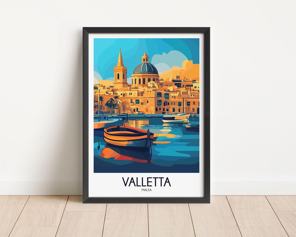 Valletta Poster Malta Scenic City Travel Wall Art Decor, Unframed ...
