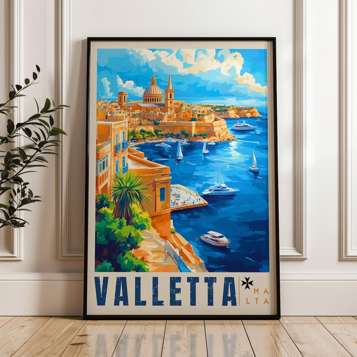 Valletta Poster - Malta Wall Art Print, Illustration Artwork ...