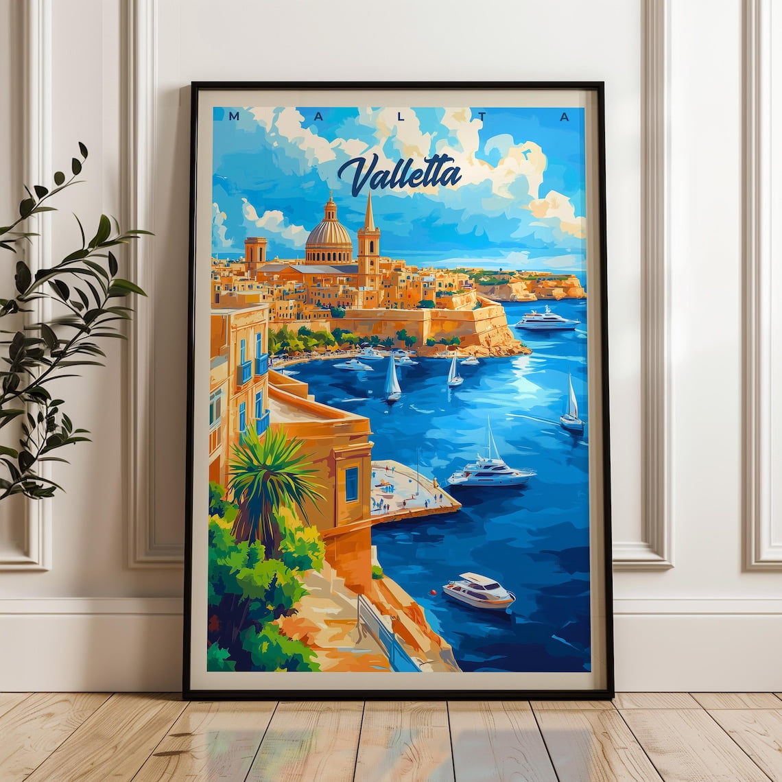 Valletta Poster - Malta Wall Art Print, Illustration Artwork ...