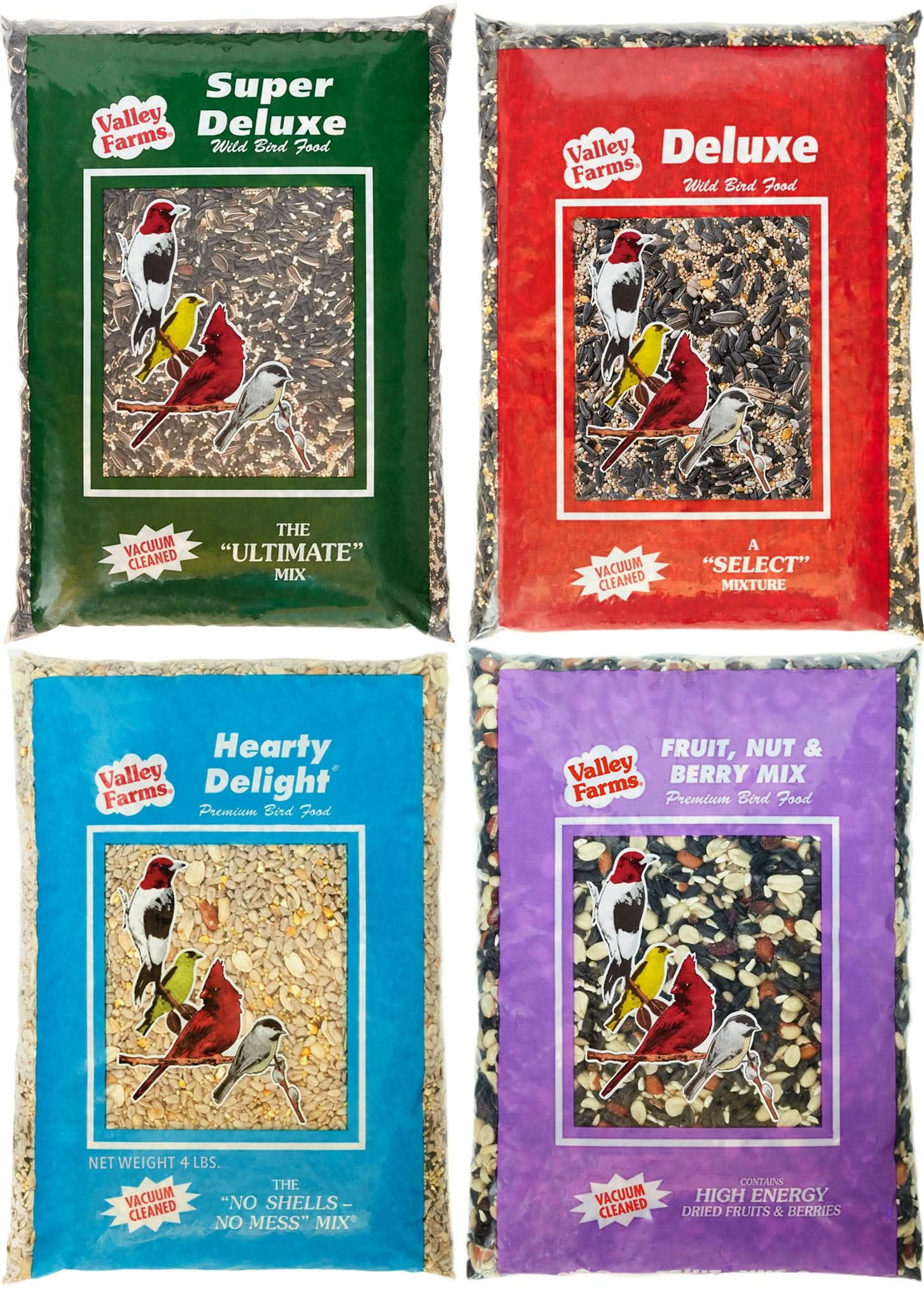 Valley Farms Premium Bird Lover Gift Bundle Wild Bird Food (Pack of 4 ...