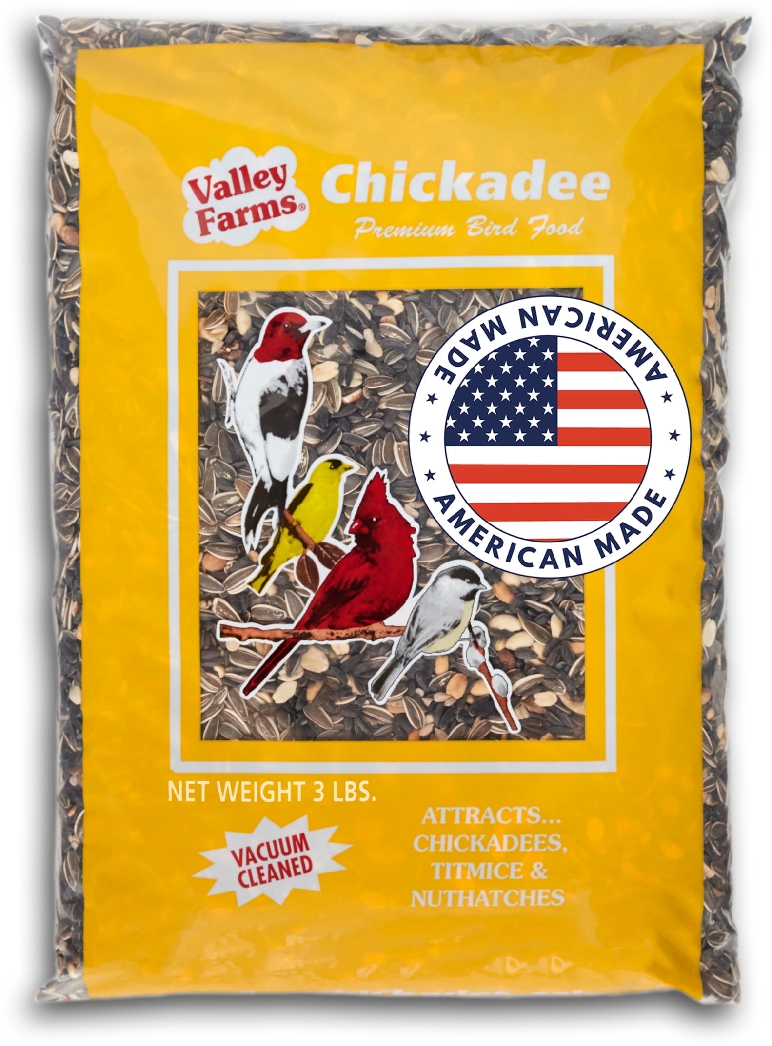 Valley Farms Chickadee Mix Wild Bird Food (3lbs) with Peanut Kernels ...
