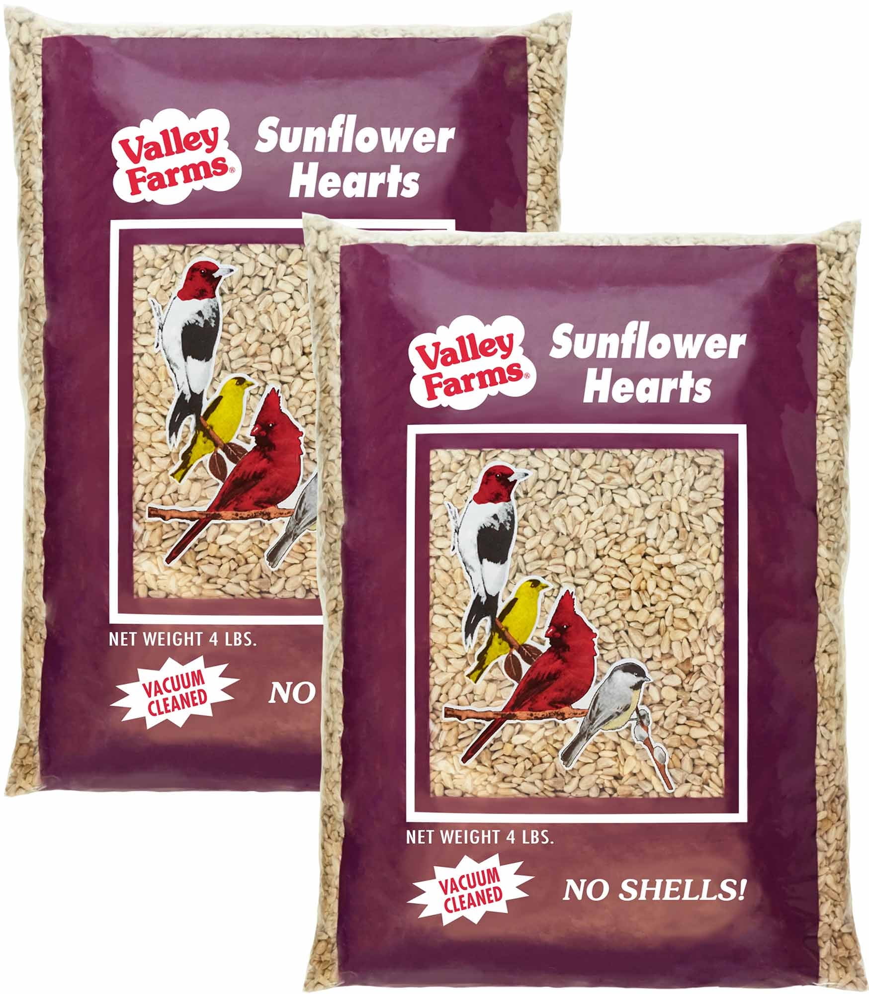 Wild Bird Food, Sunflower Hearts Wild Bird Seed, 4 LB, No Shells ...