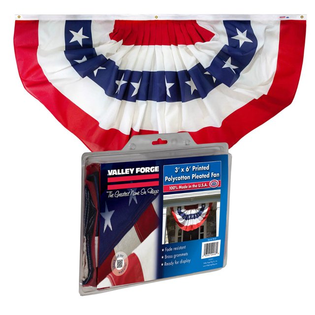 Valley Forge PFF-ST Printed Polycotton Pleated Fan Flag, Brass Grommets ...