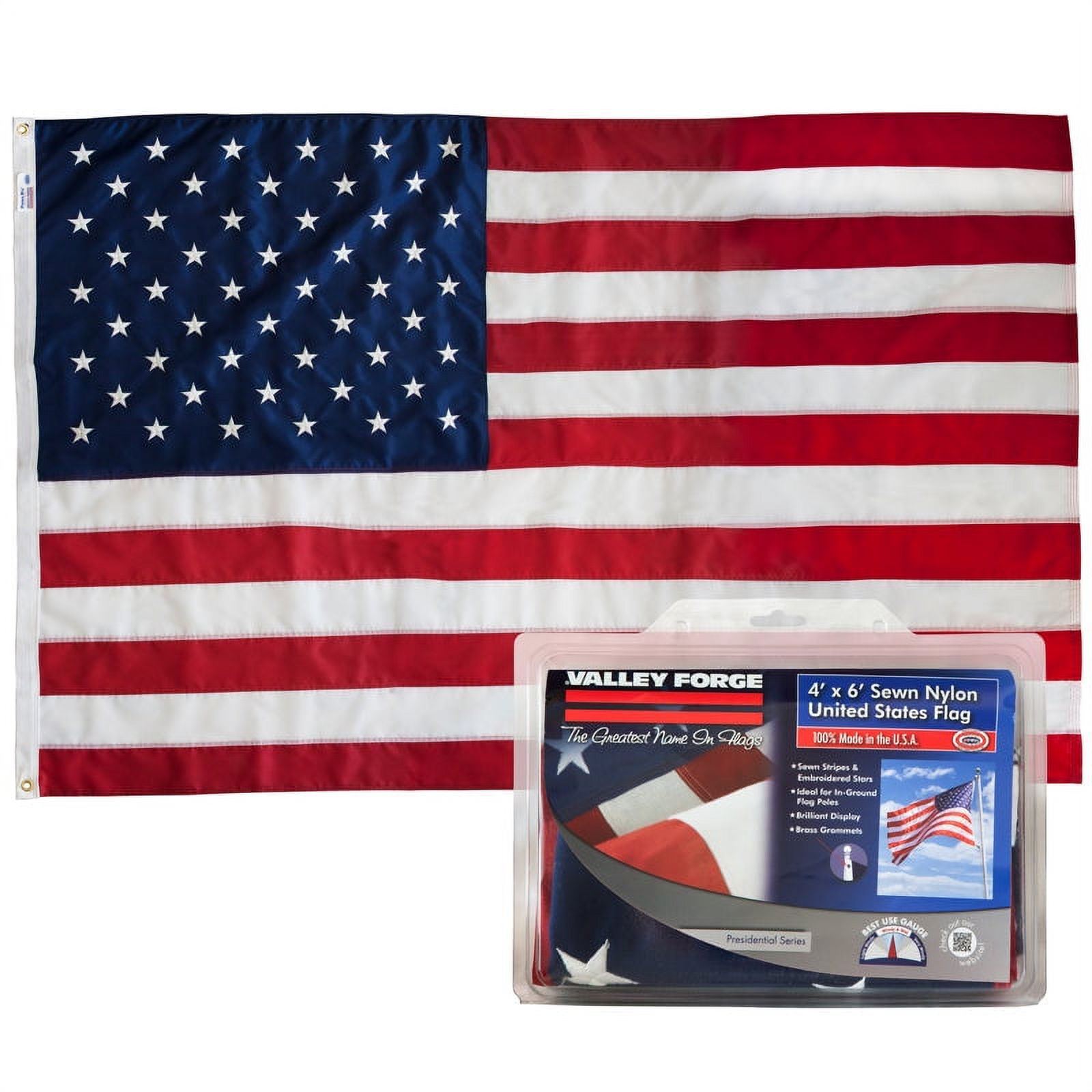 Valley Forge US4PN Nylon U.S. Flag, 48 in x 72 in, Each - Walmart.com