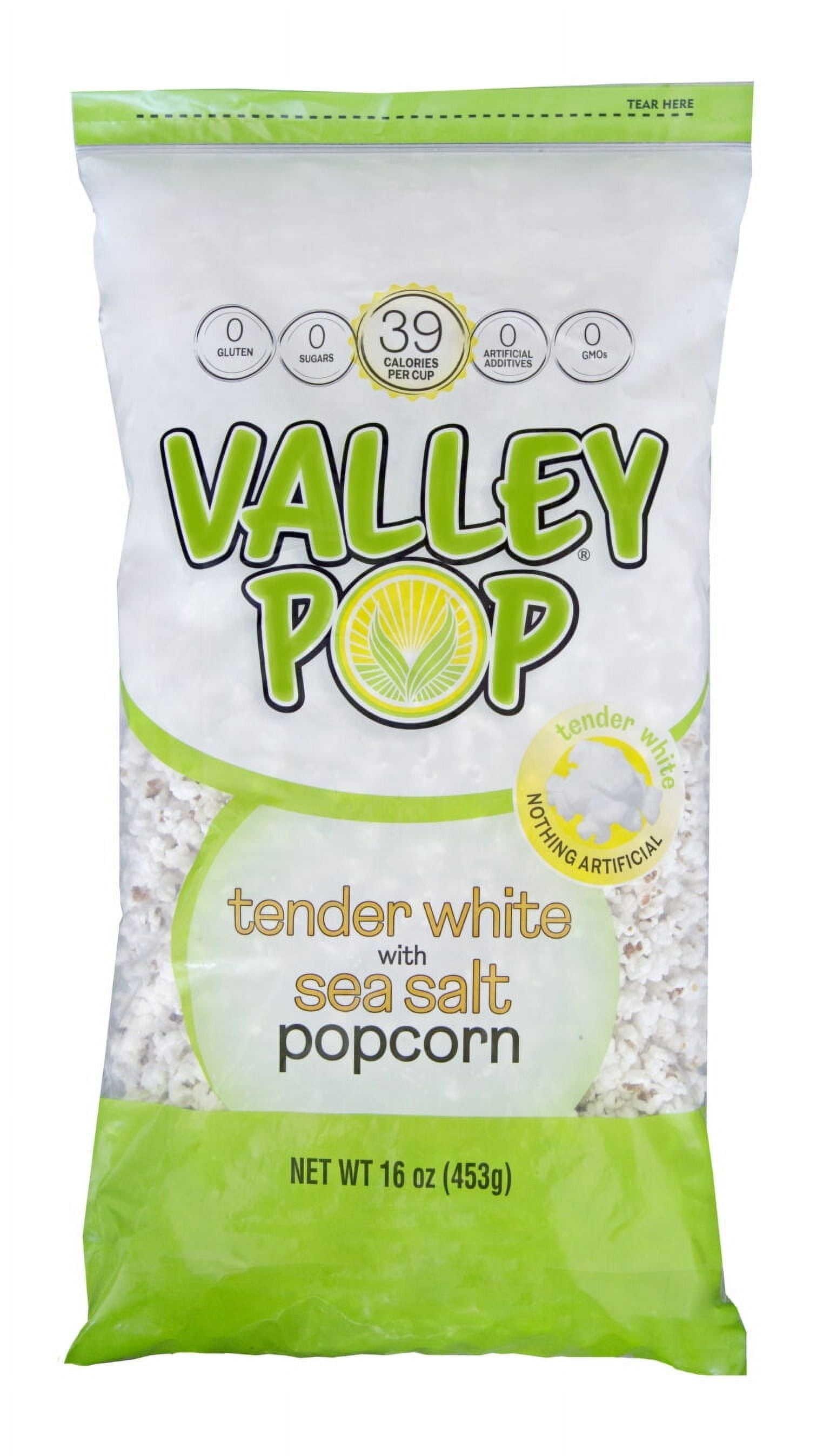 Valley Pop Tender White with Sea Salt 16 oz, Whole Grain, Peanut Free ...