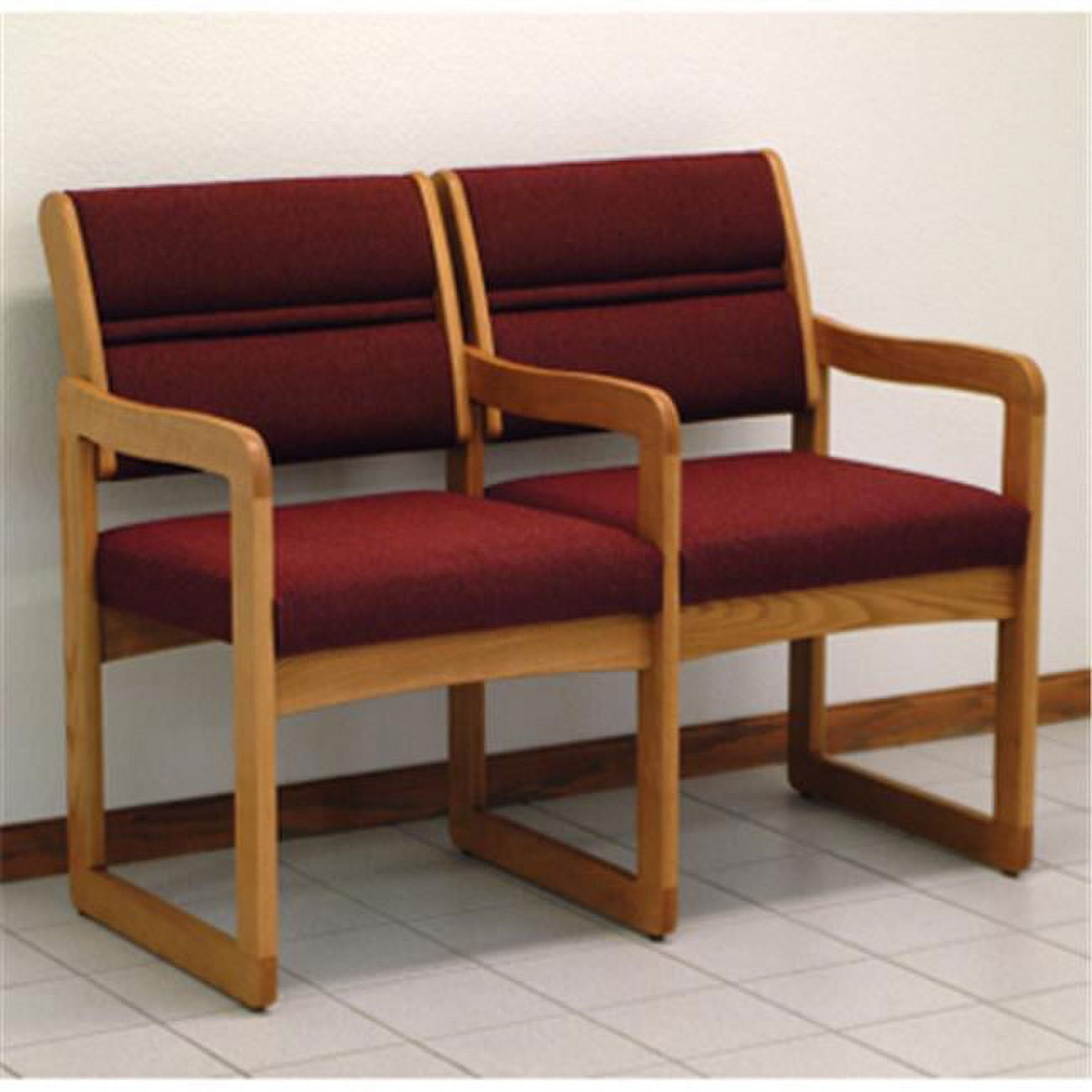 Valley Two Seat Chair with Center Arms in Medium Oak - Cabernet ...