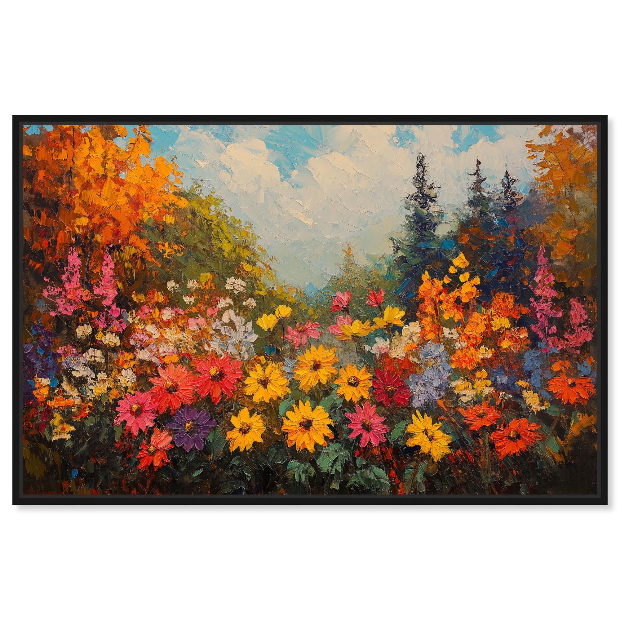 Valley of Flowers Canvas Autum Landscapes by Art Remedy, Black Frame ...