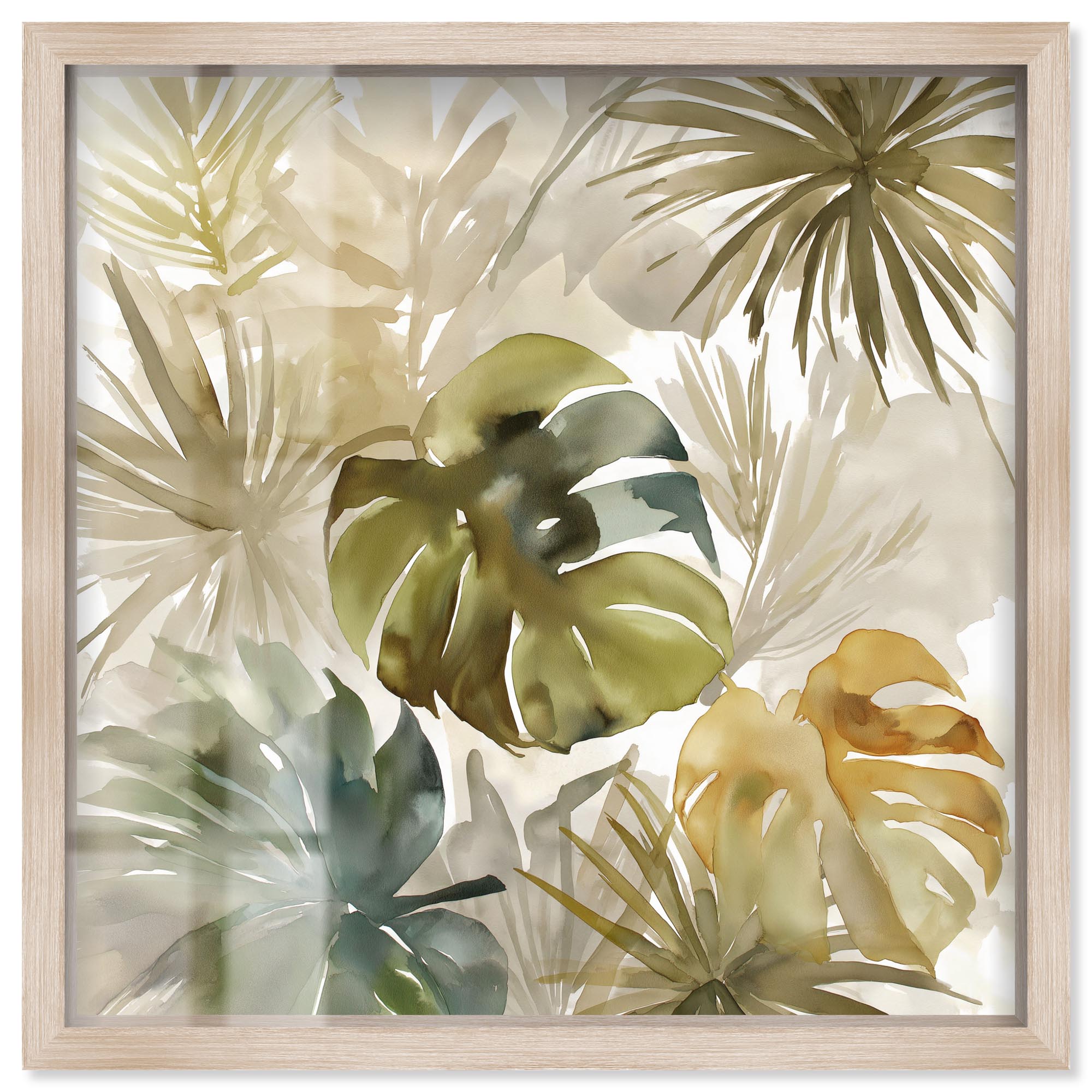Valley of Leaves I Shadowbox Print Palm Leaf Wall Art by Art Remedy ...