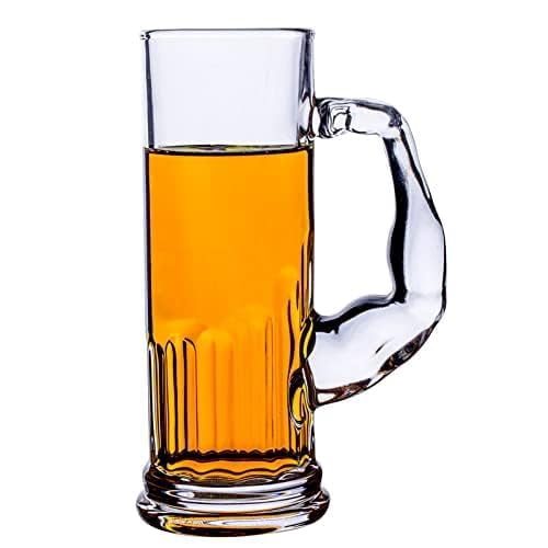 Vallion Italian Premium Muscle Beer Mugs 600 ML Clear Glass with Unique ...
