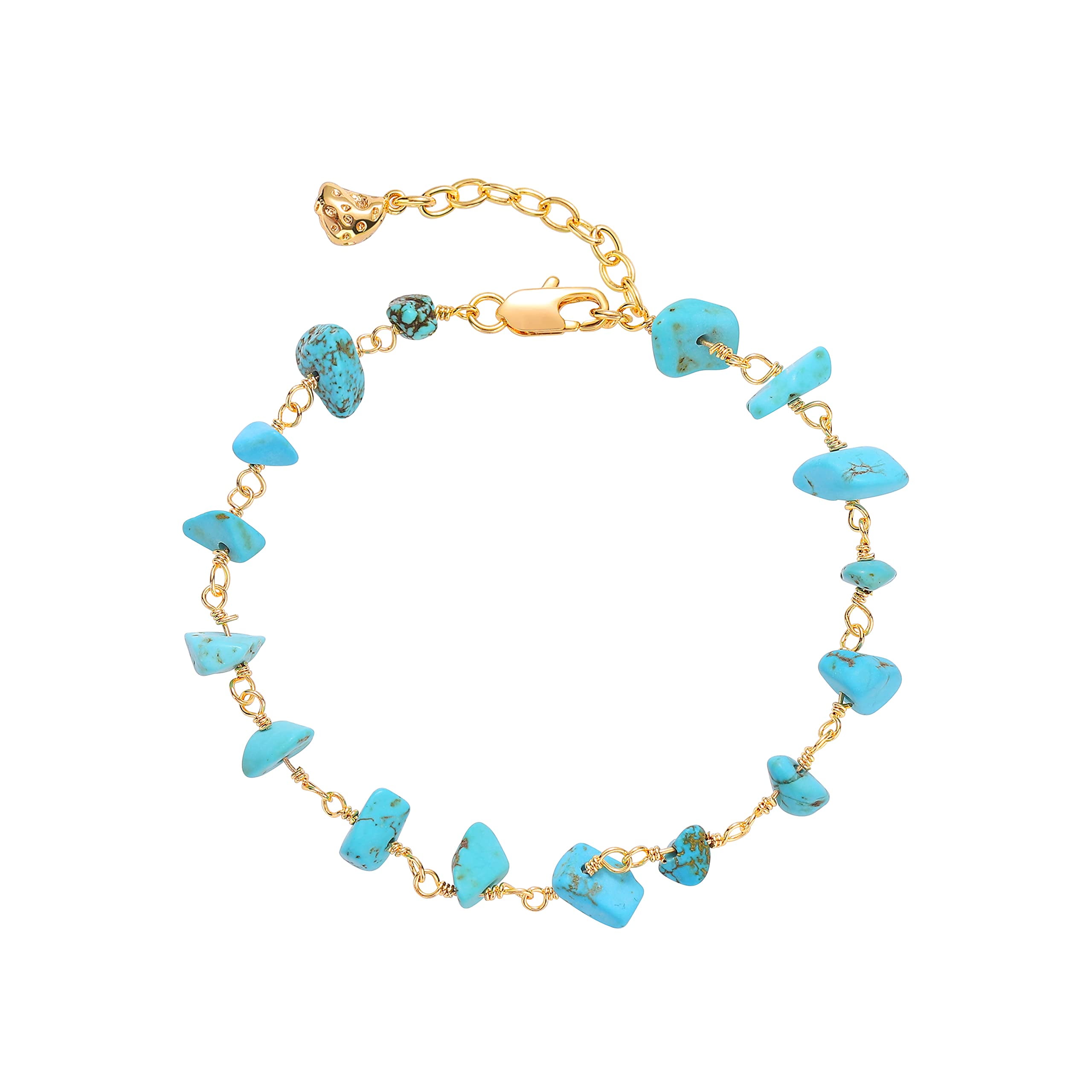 Valloey Rover 14K Gold Plated Handmade Simple Turquoise Winding Link ...