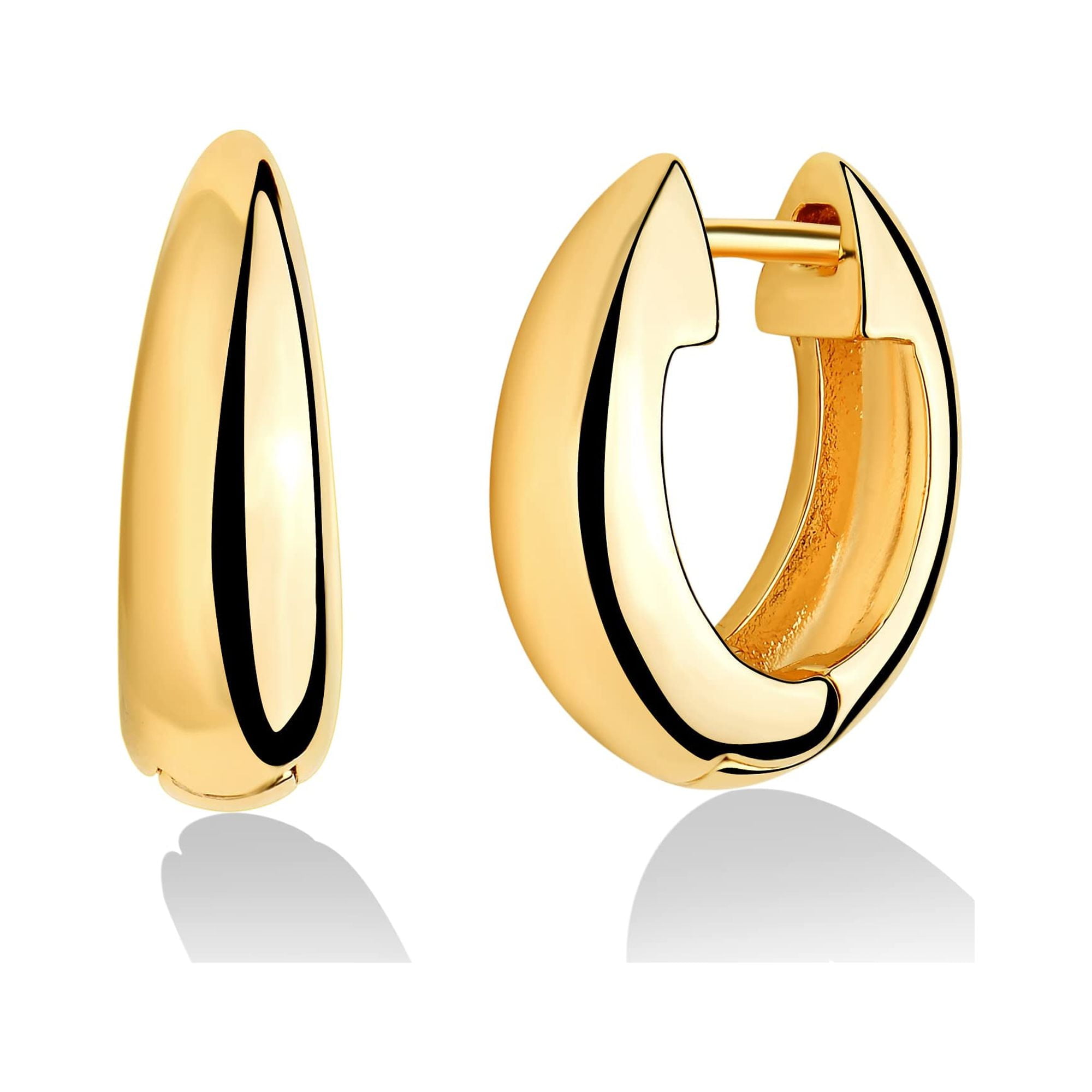 Valloey Rover 14K Plated Gold Hypoallergenic Cubic Zirconia Huggie Hoop ...