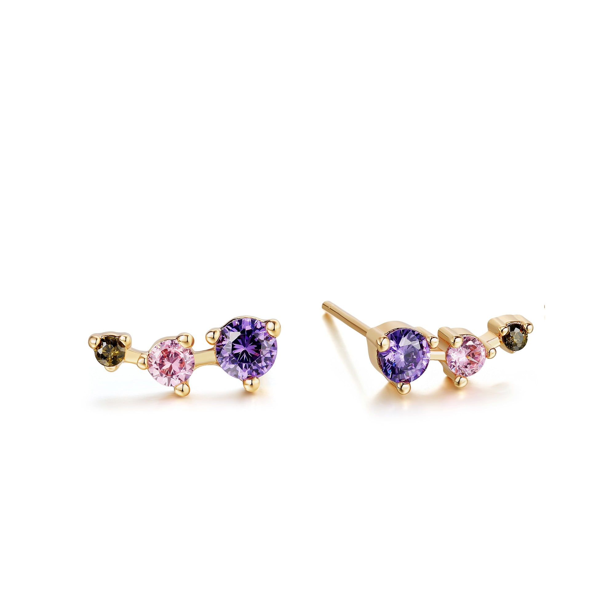 Valloey Rover 14k Gold Plated Dainty Purple Zircon Cubic Stud Earrings ...