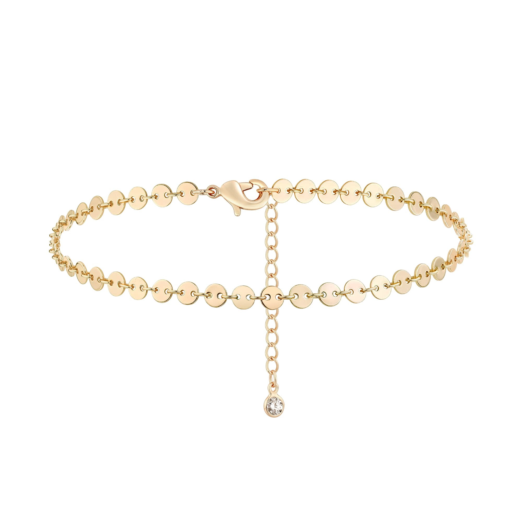 Valloey Rover Disc Coin Sequin Ankle 14K Gold Plated Dainty Summer ...