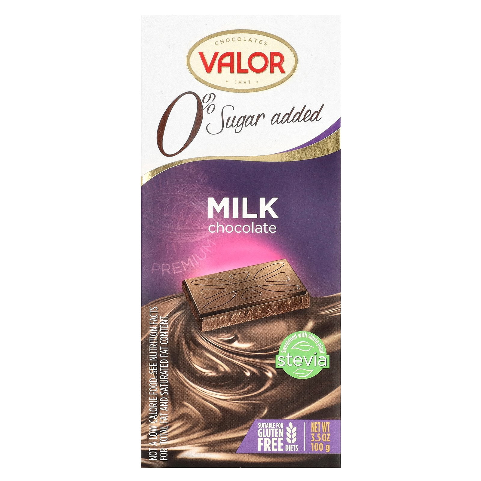 Valor 0% Sugar Added, Milk Chocolate, 3.5 oz (100 g) - Walmart.com