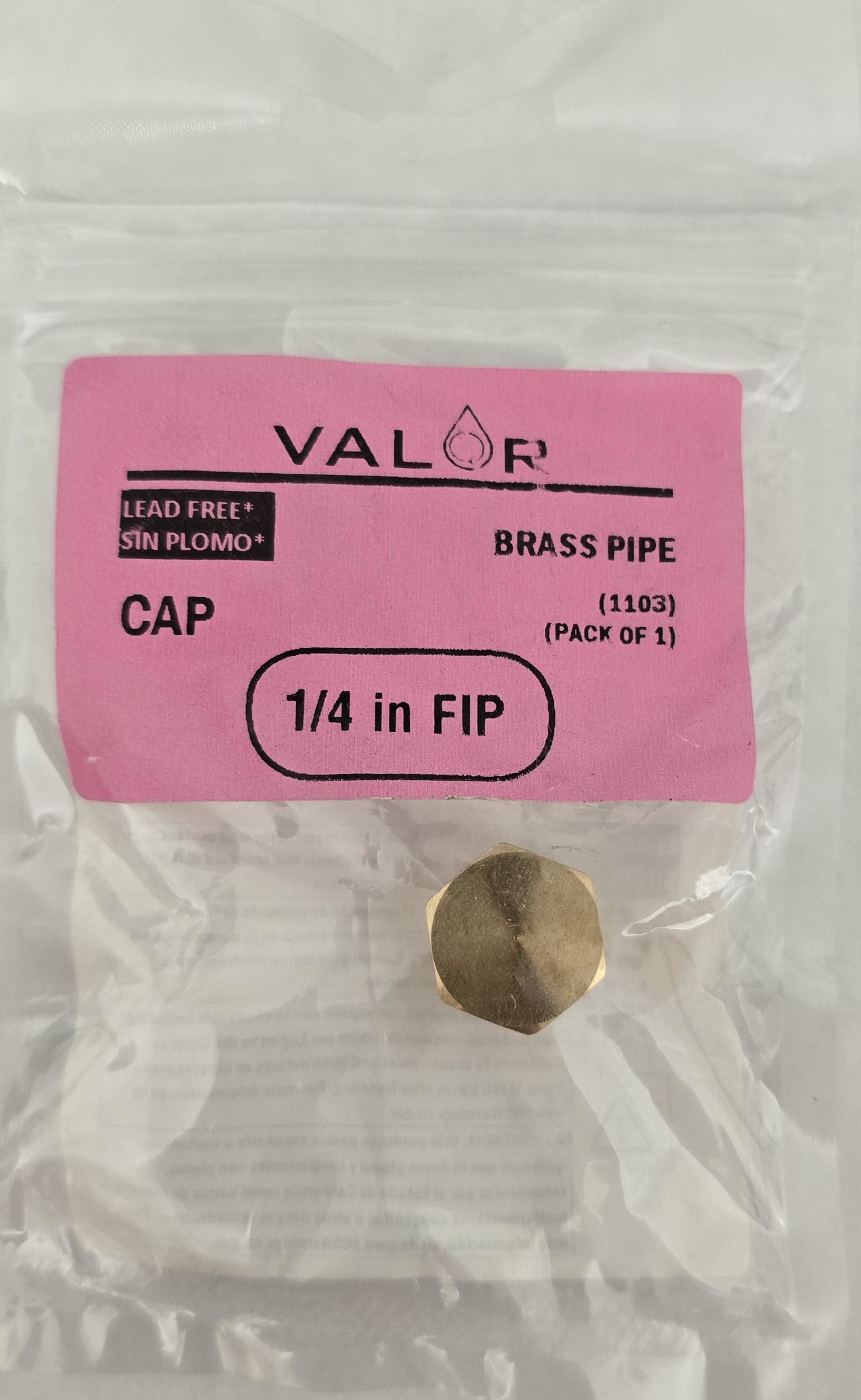 Valor 1103-1P 1/4 in. Brass FIP CAP - Walmart.com