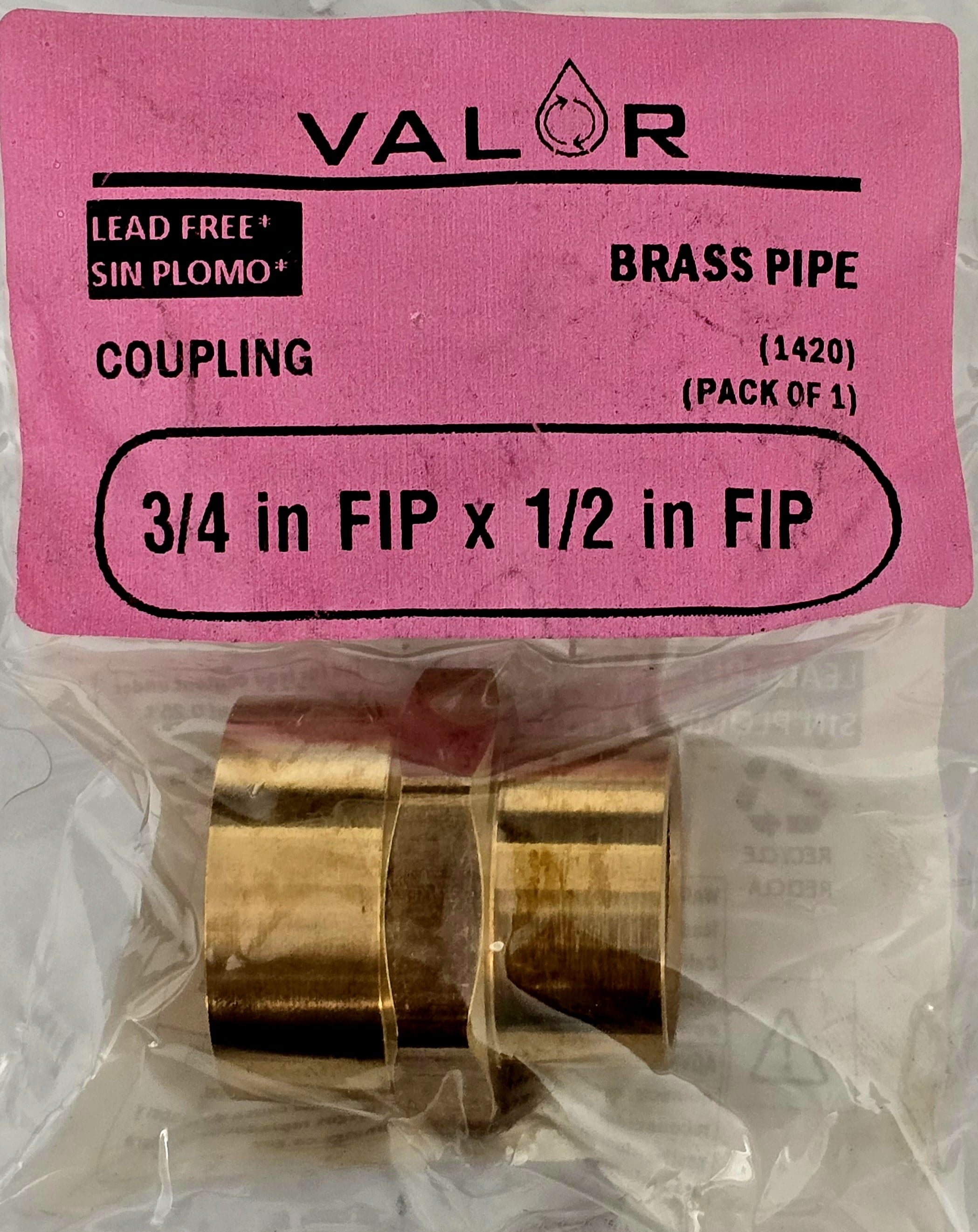 Valor 1420-1P Brass 3/4 in FIP x 1/2 in FIP Reducer Coupling for Fuel ...