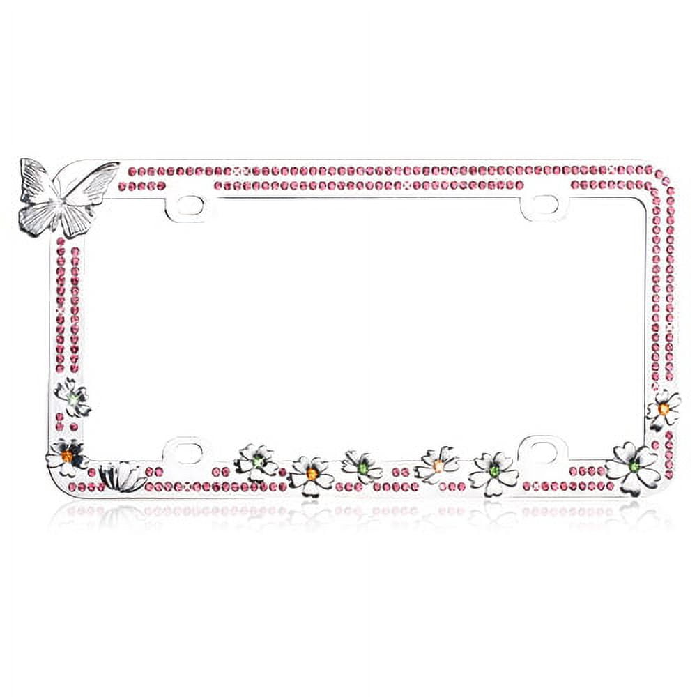 Valor Charming Butterfly License Plate With A Blend Of Colorful Flowers ...