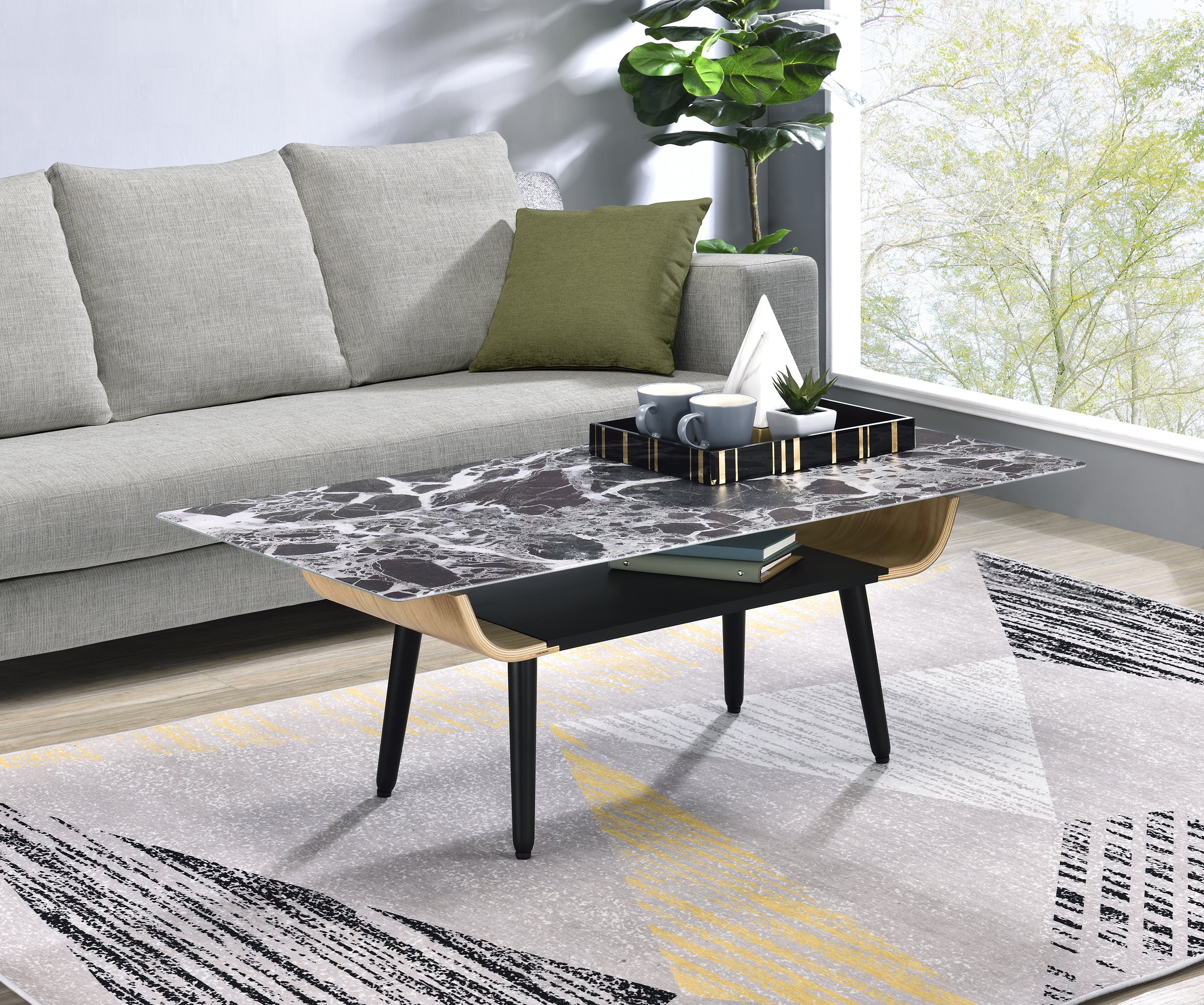 Valor Coffee Table Black Marble Texture Top - Walmart.com