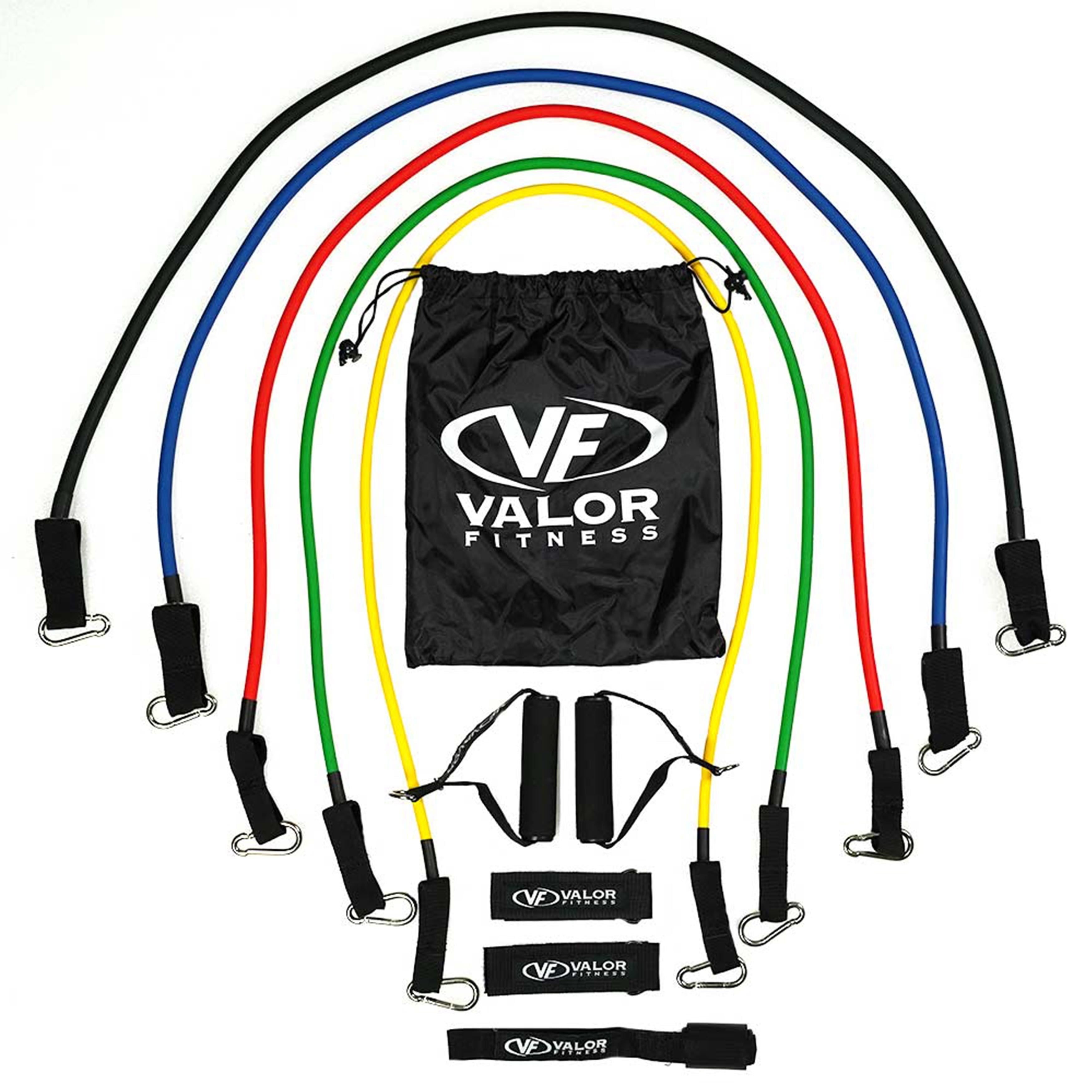 Valor Fitness 5 Band Conditioning Set with Handles, Ankle Straps, Door ...