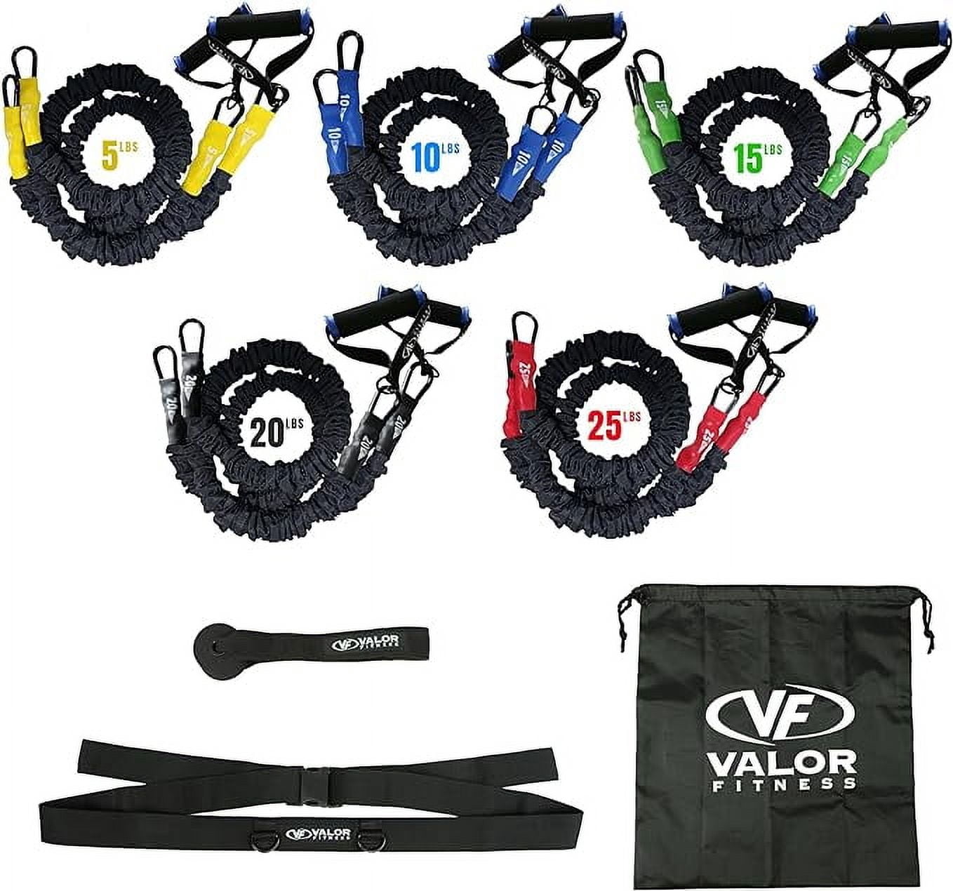 Valor Fitness Resistance Bands –Includes 5 Sets of Bands - 5 - 25 lbs ...