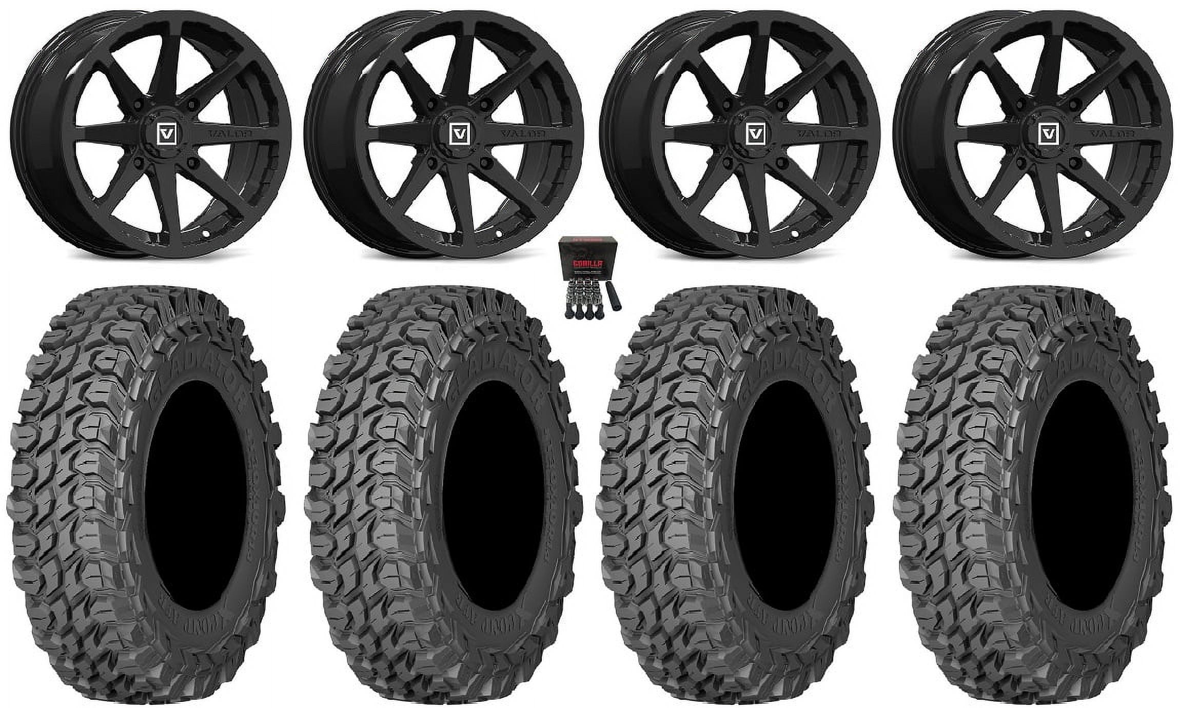 Valor V01 14" Wheels Black 28" X Comp ATR Tires Honda Pioneer - Walmart.com