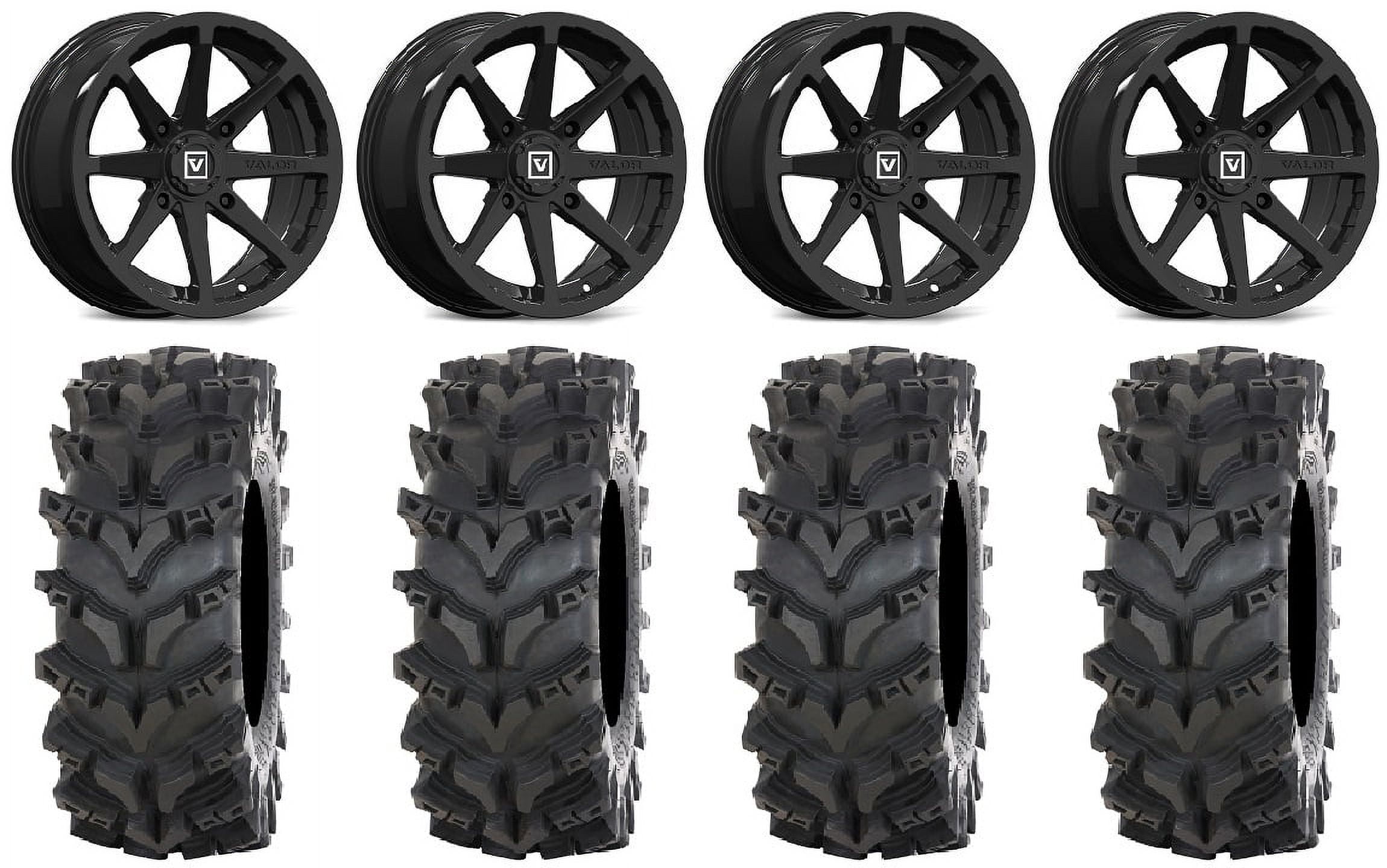 Valor V01 14" Wheels Black 32" Out&Back Max Tires Yamaha Viking ...