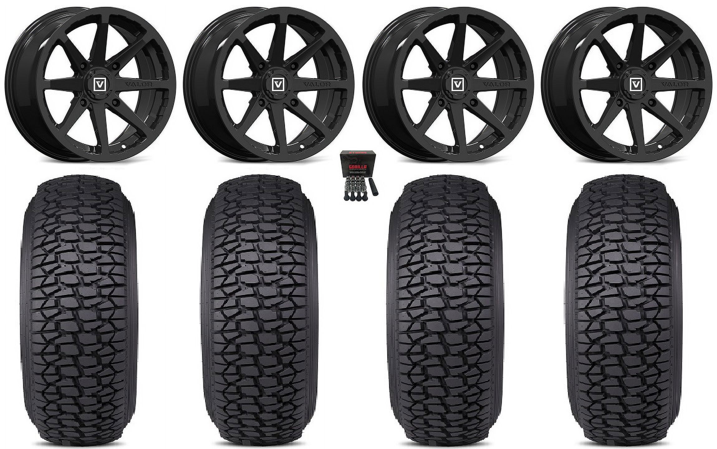 Valor V01 15" Wheels Black 30" Regulator 2 Tires Can-Am Commander Maverick Renegade Outlander ...