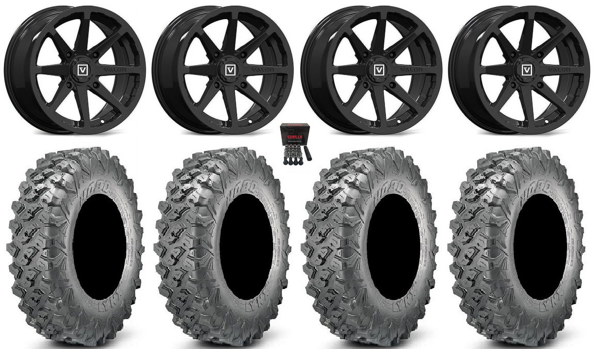 Valor V01 15" Wheels Black 35" Lynx SXS Tires Can-Am Maverick X3 ...