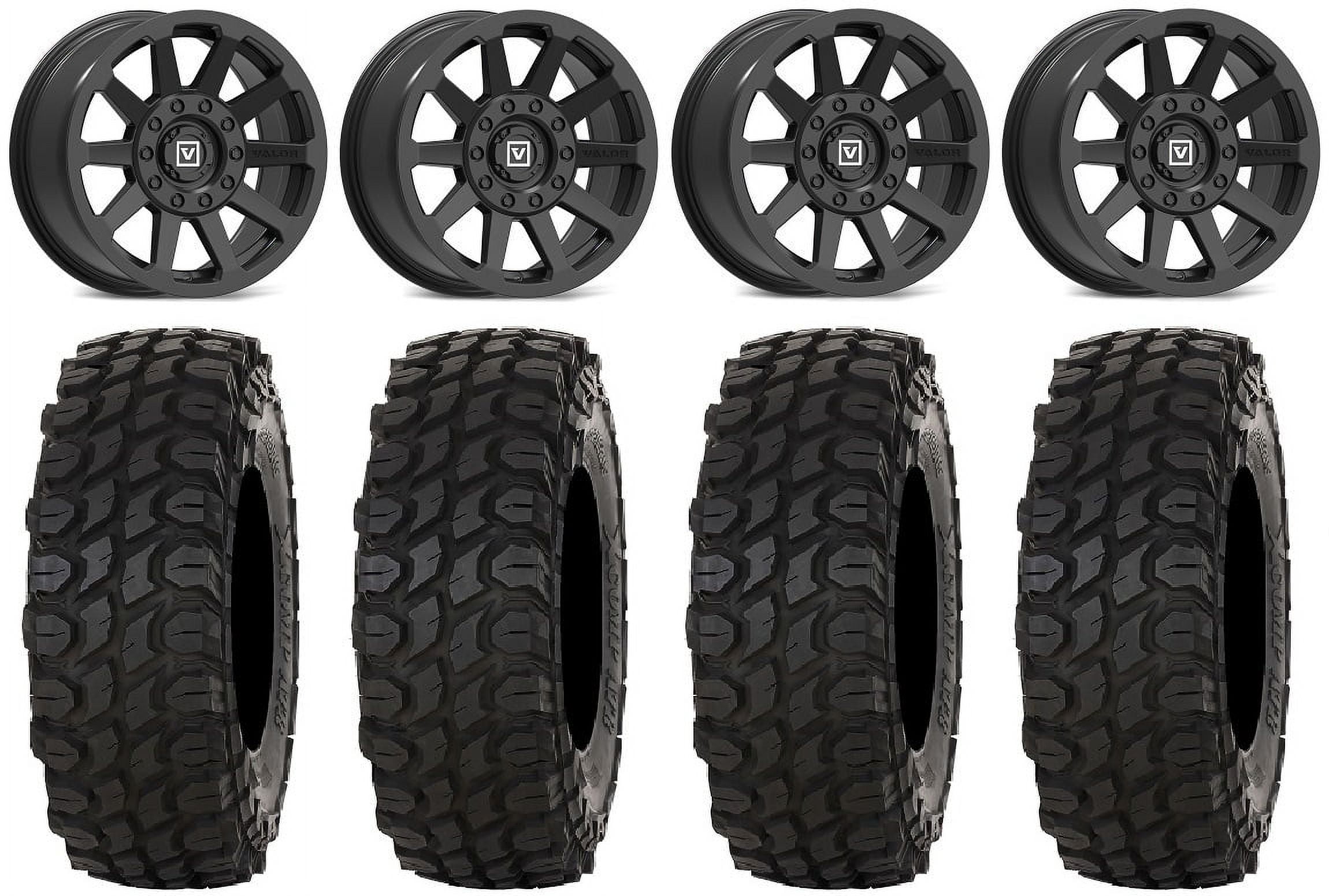 Valor V02 14" Wheels Black 32" XComp ATR Tires Can-Am Commander Maverick Renegade Outlander ...