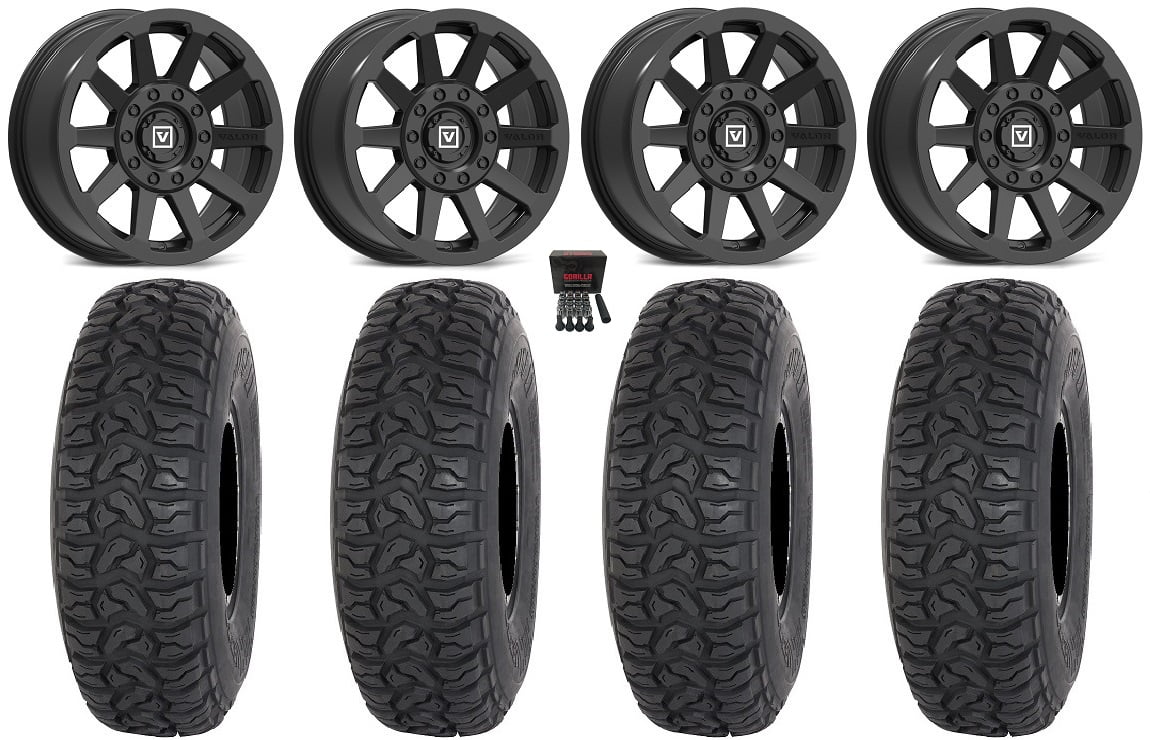 Valor V02 15" Wheels Black 32" Chicane LT Tires Kawasaki Mule Pro FXT ...