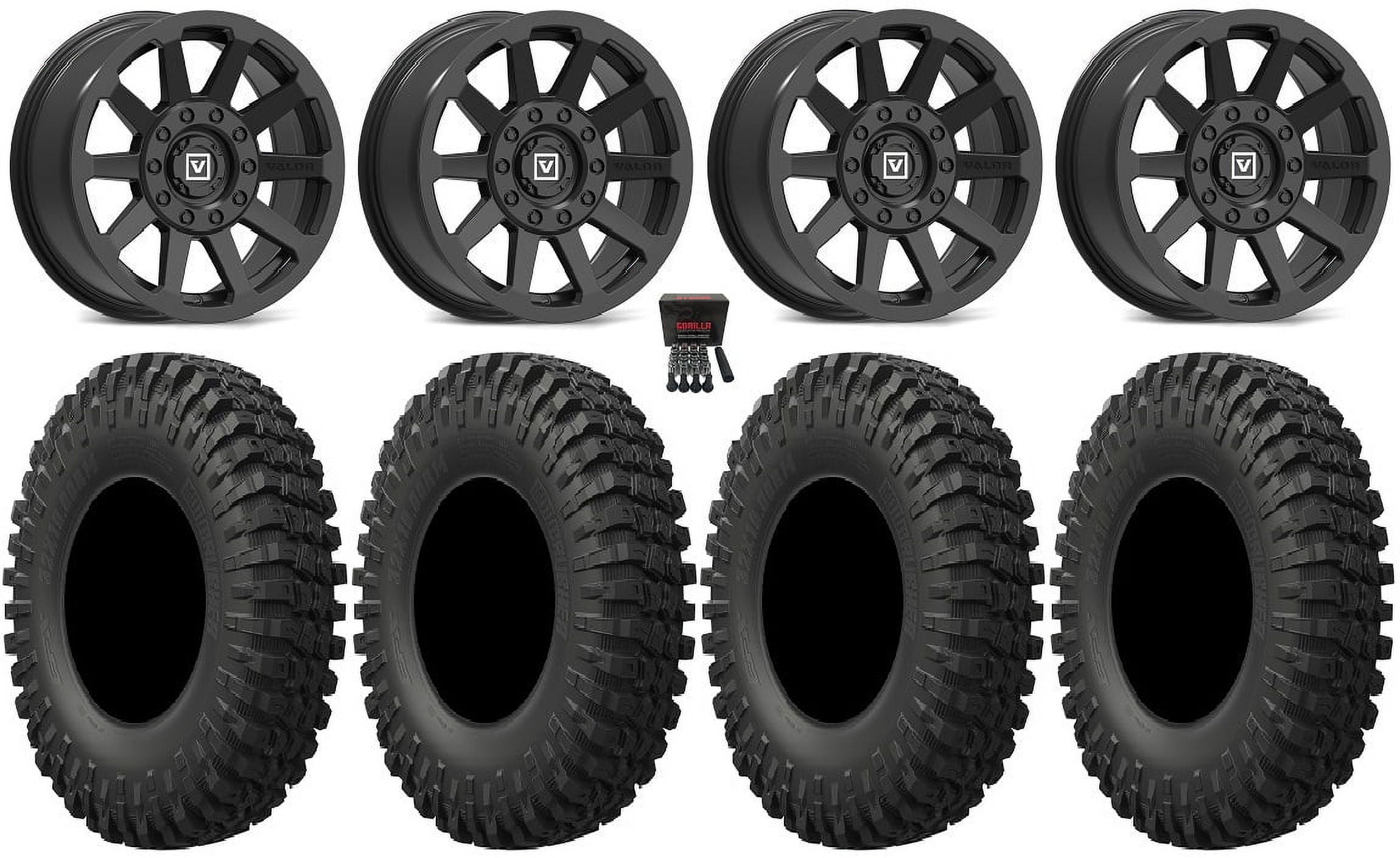 Valor V02 15" Wheels Black 32" MotoCrusher Tires Can-Am Commander Maverick Renegade Outlander ...