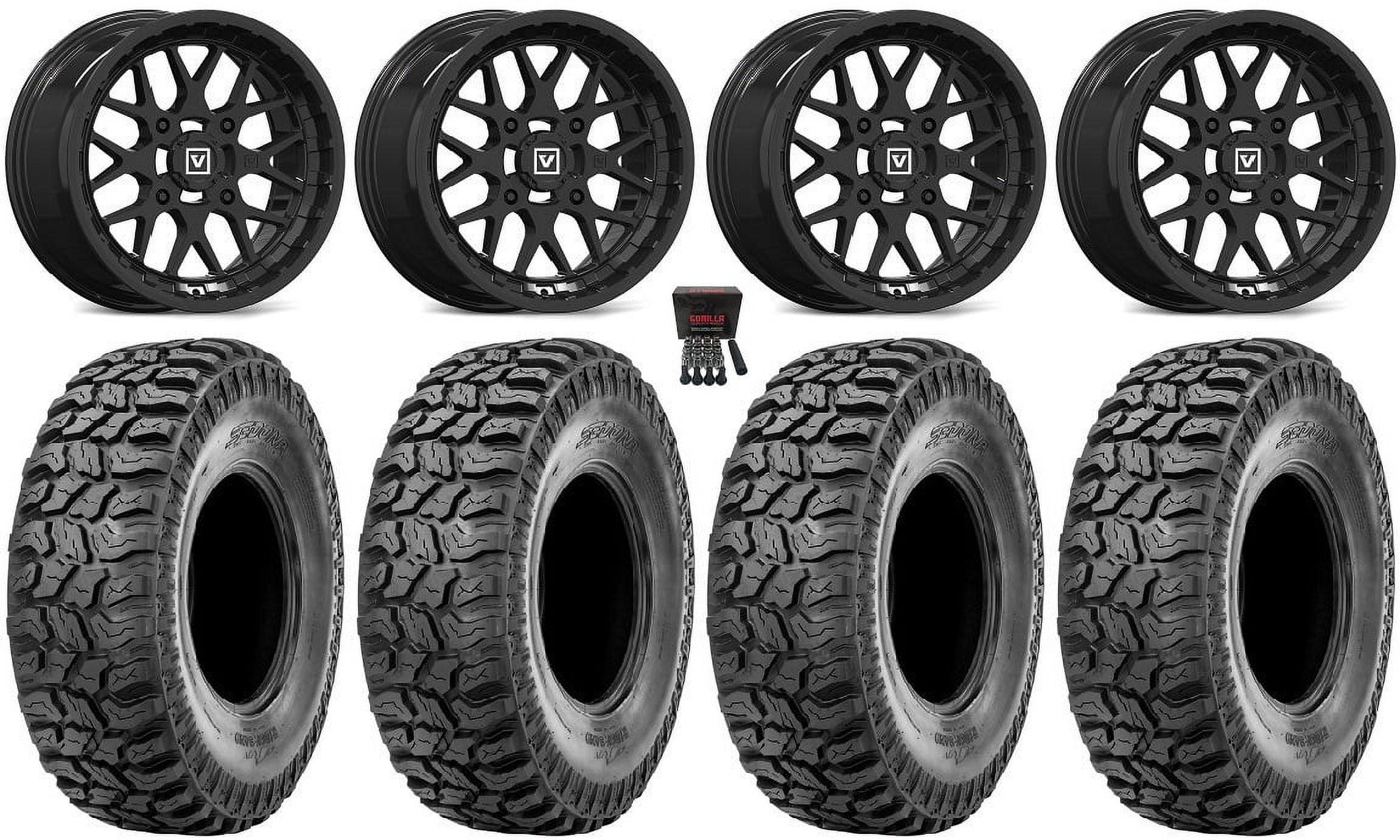 Valor V03 14" Wheels Black 27" Ridge Saw 2.0 Tires Can-Am Commander ...