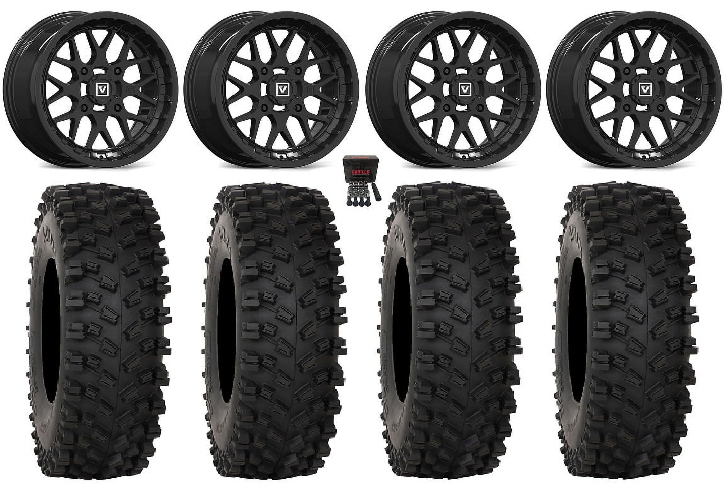 Valor V03 14" Wheels Black 28" ATX470 Tires Honda Foreman Rancher SRA ...