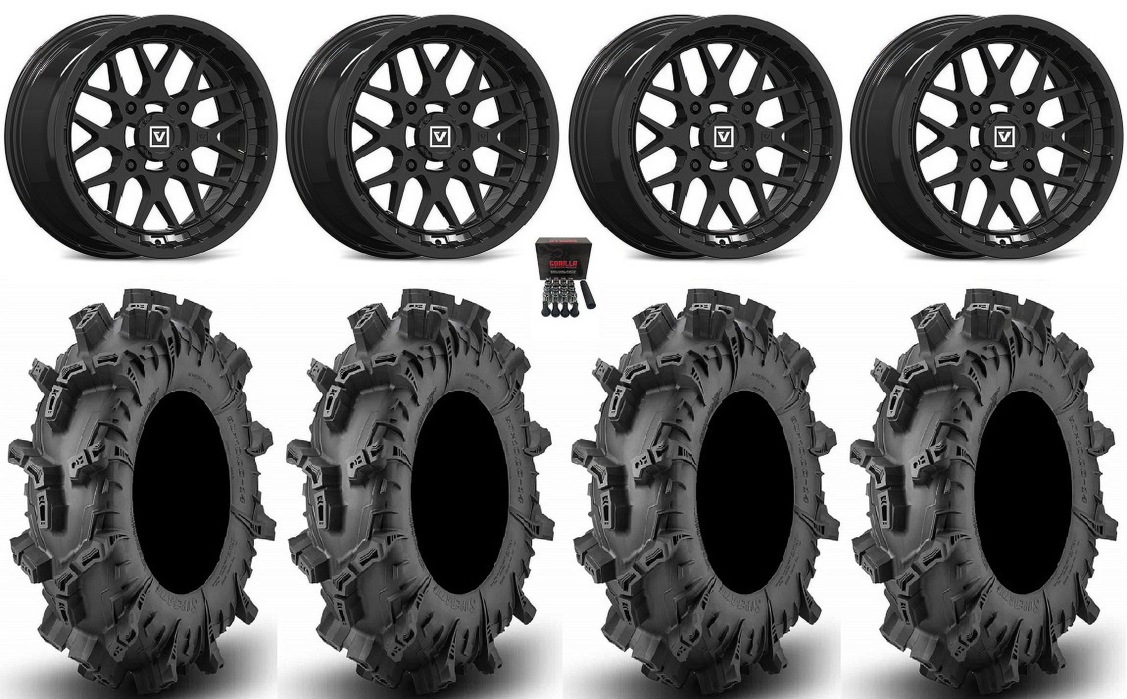 Valor V03 14" Wheels Black 28" Terminator Max Tires Honda Foreman ...
