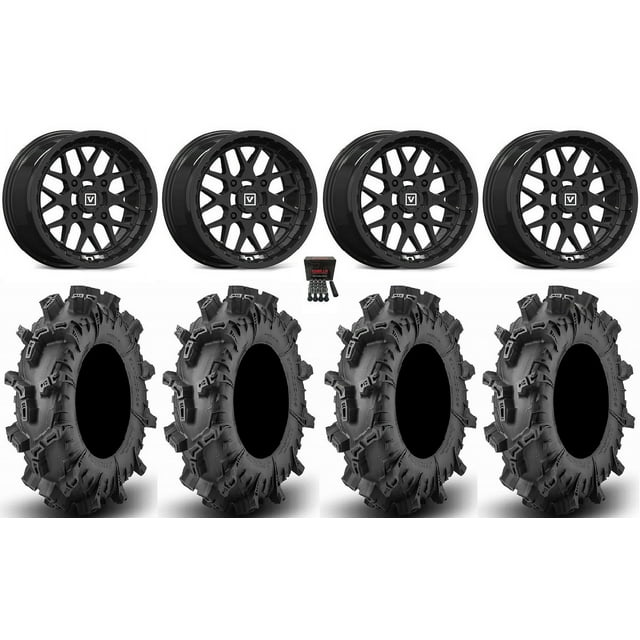 Valor V03 14" Wheels Black 28" Terminator Max Tires Polaris RZR XP 1000 ...