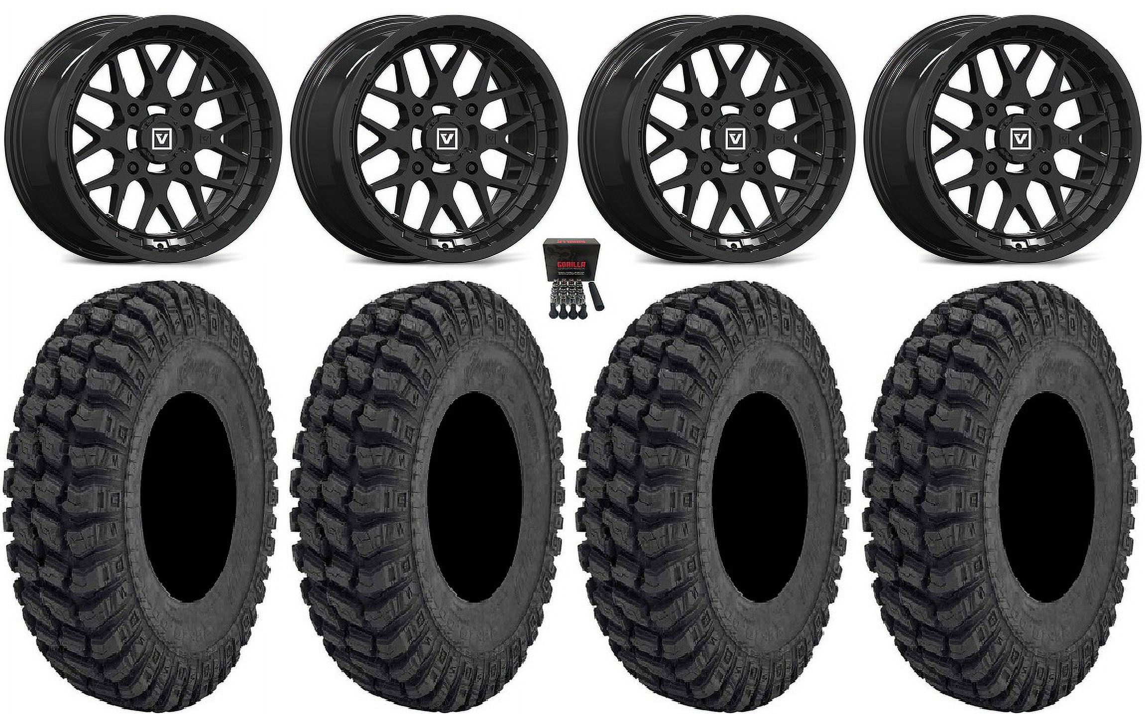 Valor V03 14" Wheels Black 28" Warrior AT Tires Can-Am Maverick X3 ...