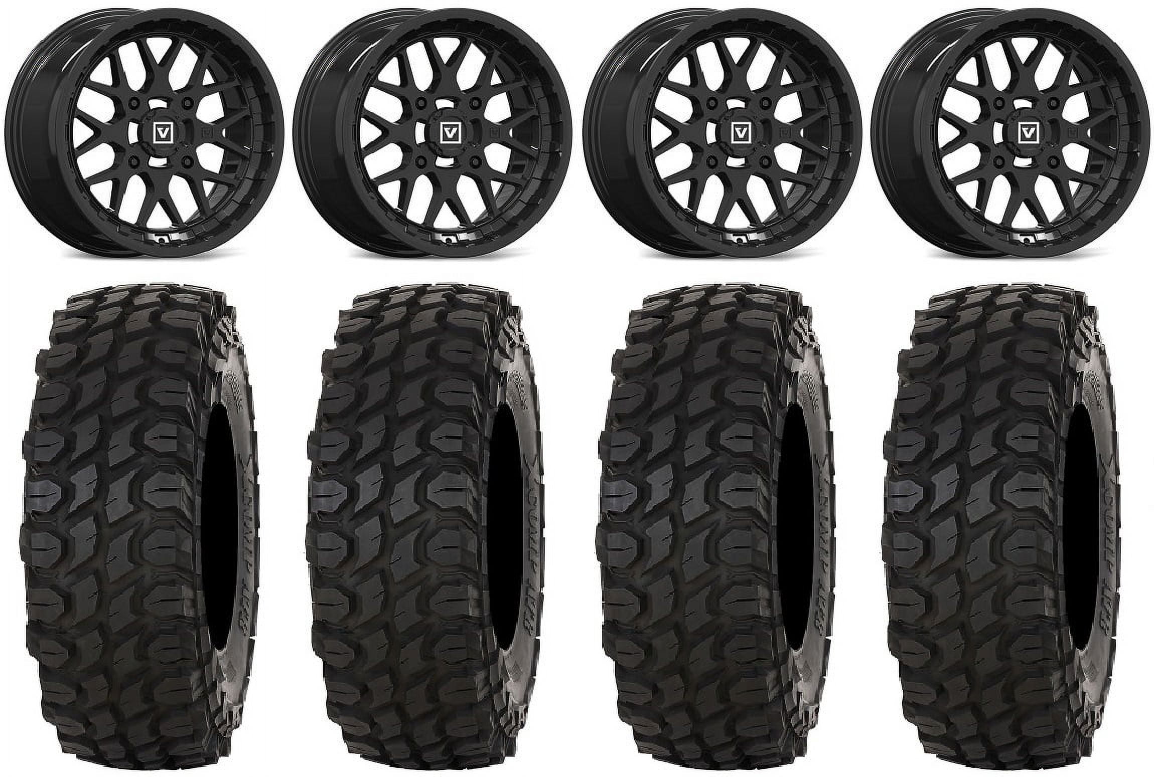 Valor V03 14" Wheels Black 28" XComp ATR Tires Honda Foreman Rancher ...